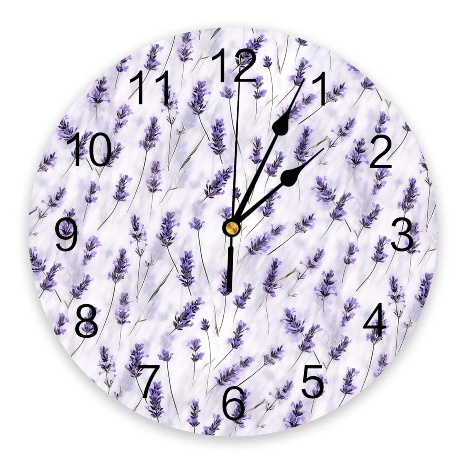 Lavender Flowers Watercolor Wall Clock Large Modern Kitchen Dinning ...