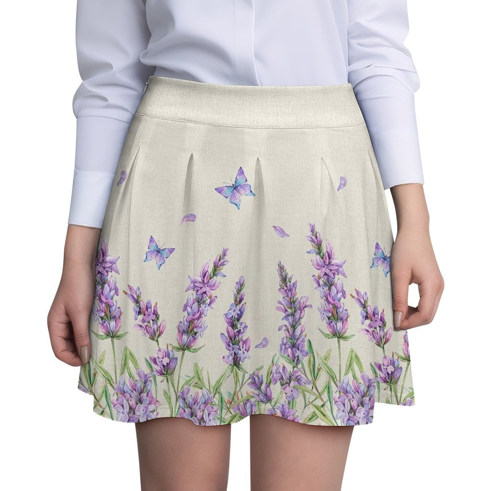 Lavender Flowers Women's Casual Mini Skirt Invisible Zipper Summer ...