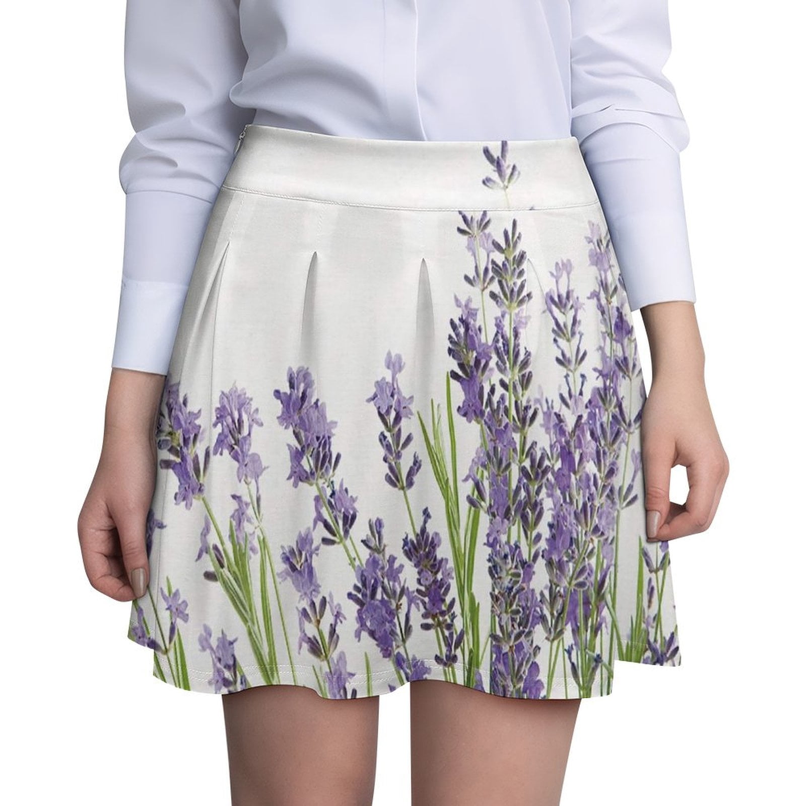 Lavender Flowers on White Background Women's Casual Mini Skirt ...