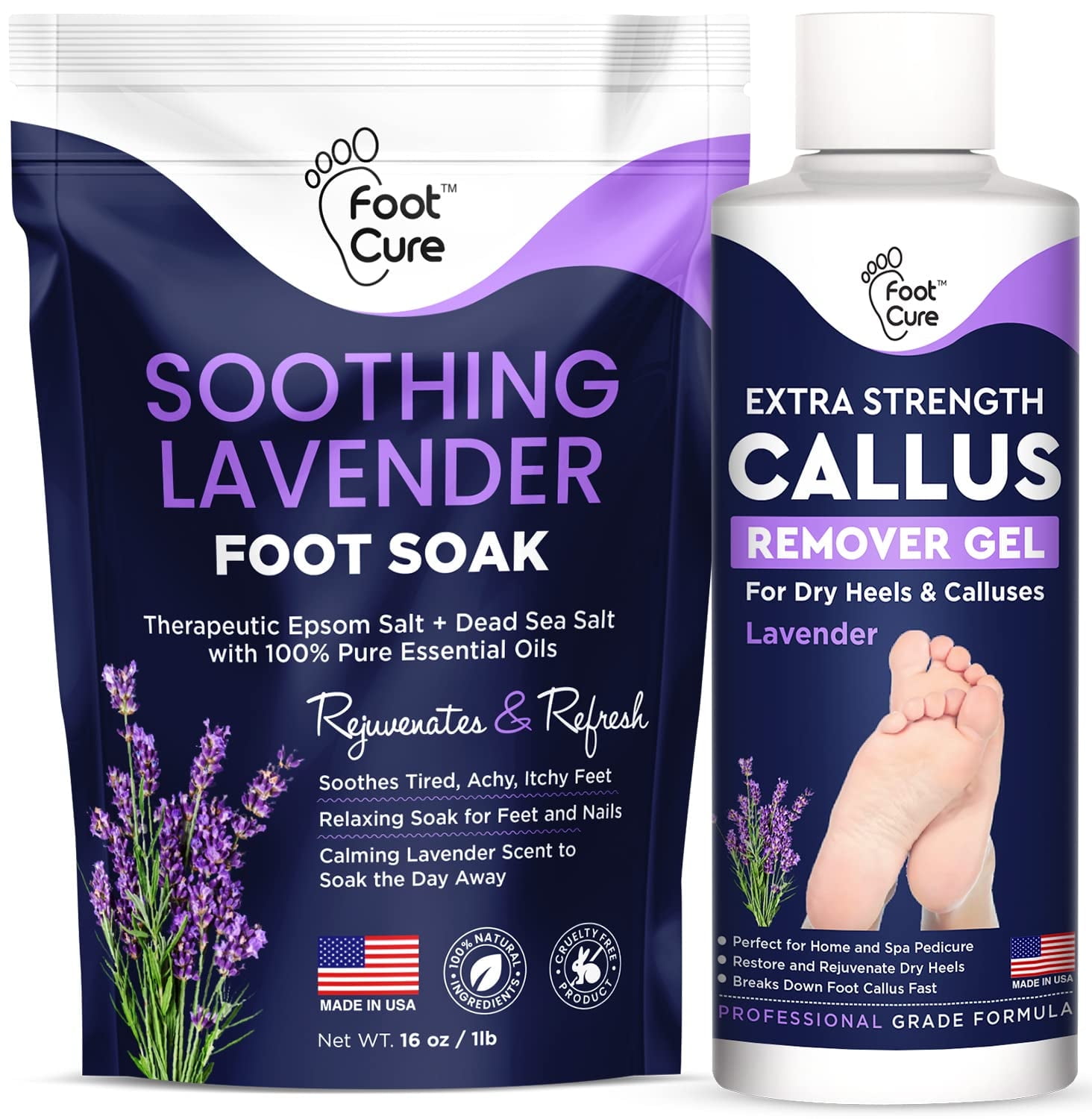 Lavender Foot Soak & Callus Remover Gel Kit - Extra Strength Callus ...