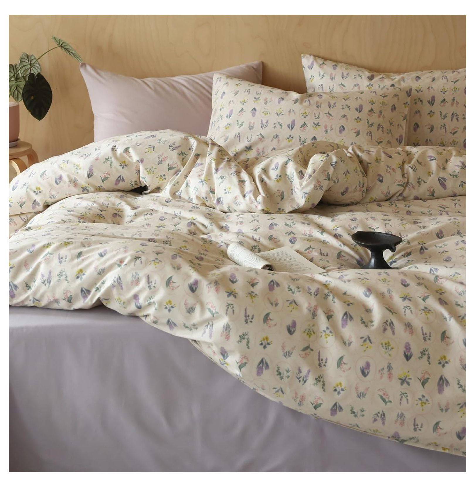 Lavender Girls Bedding Full Size Botanical Duvet Cover Set Cute Floral ...