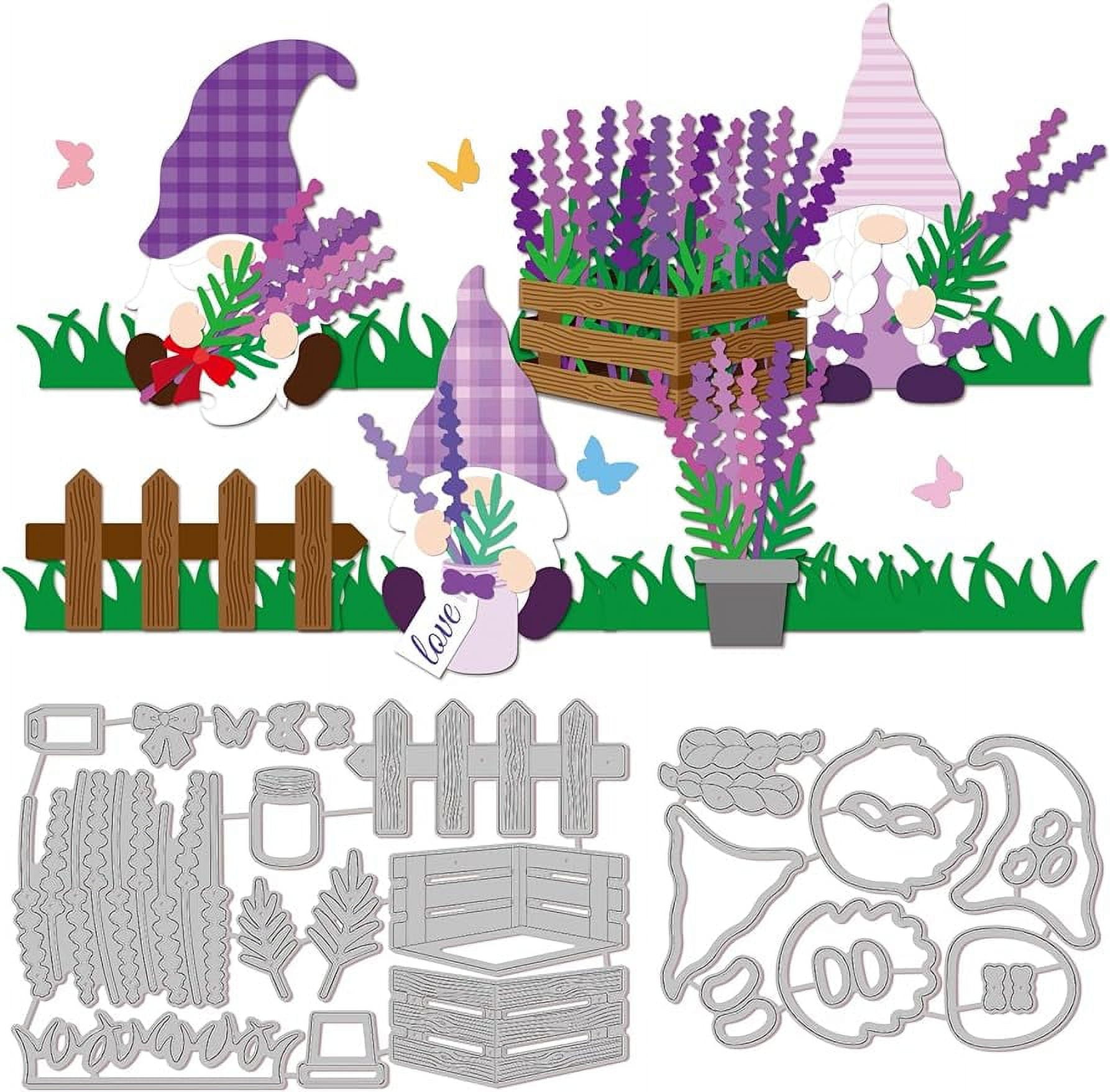 Lavender Gnome Santa Cut Dies Lovable Flower Leaf Gnome Cutting Dies ...