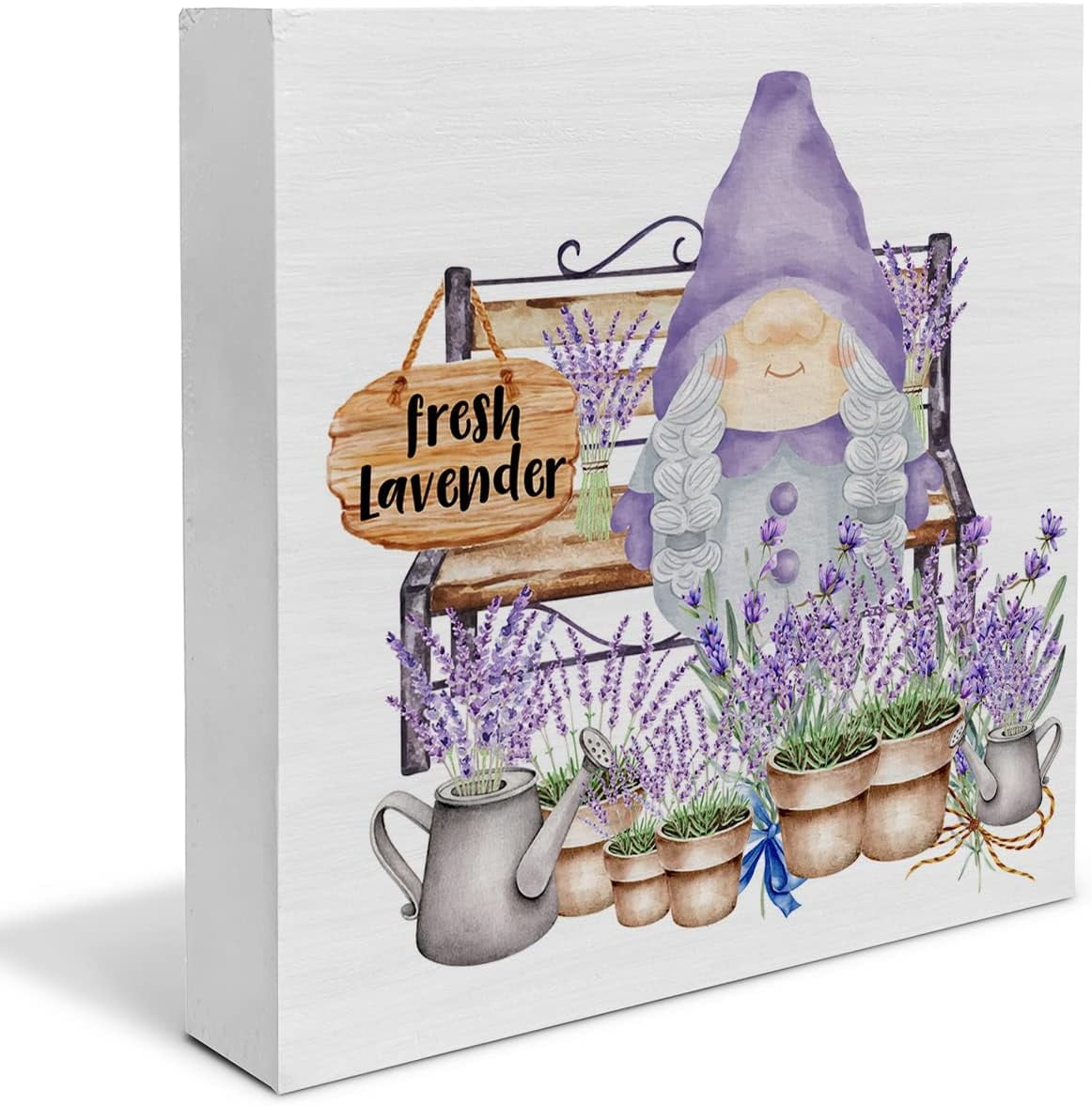 Lavender Gnome Wooden Box Sign Farmhouse Wood Box Sign Spring Summer ...