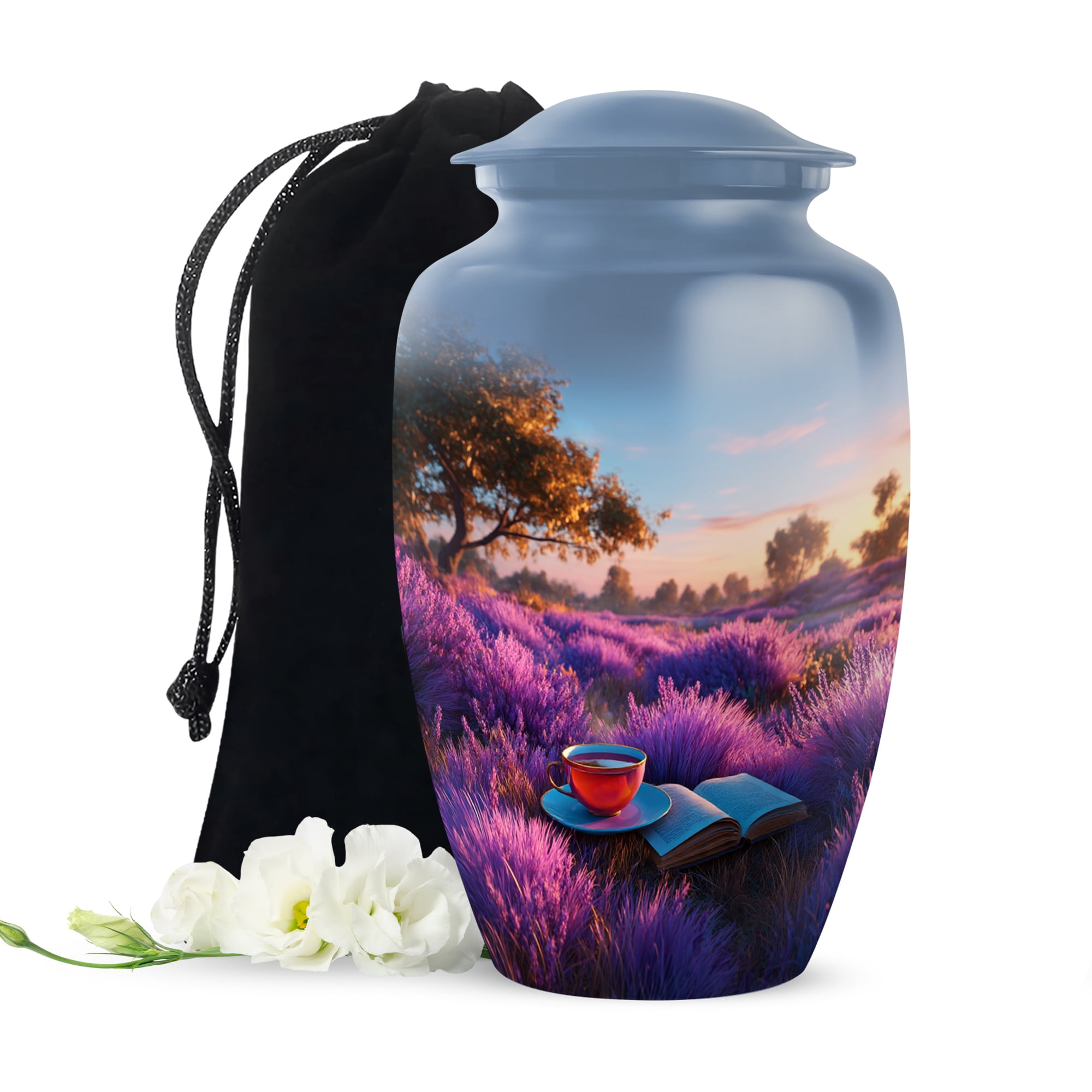 Lavender Grass Funeral Urn For Ashes For Women, Blue Urns For Adult ...