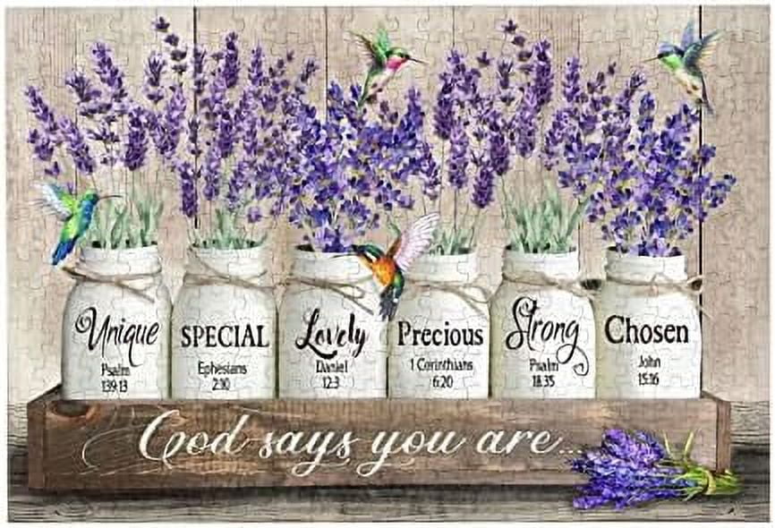 Lavender with Hummingbird Motivational Jigsaw Puzzles God Says You are ...