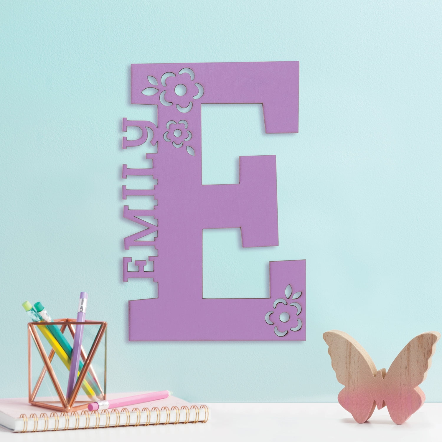Personalized Planet Lavender Initial Name Wood Plaque Bedroom Decor ...