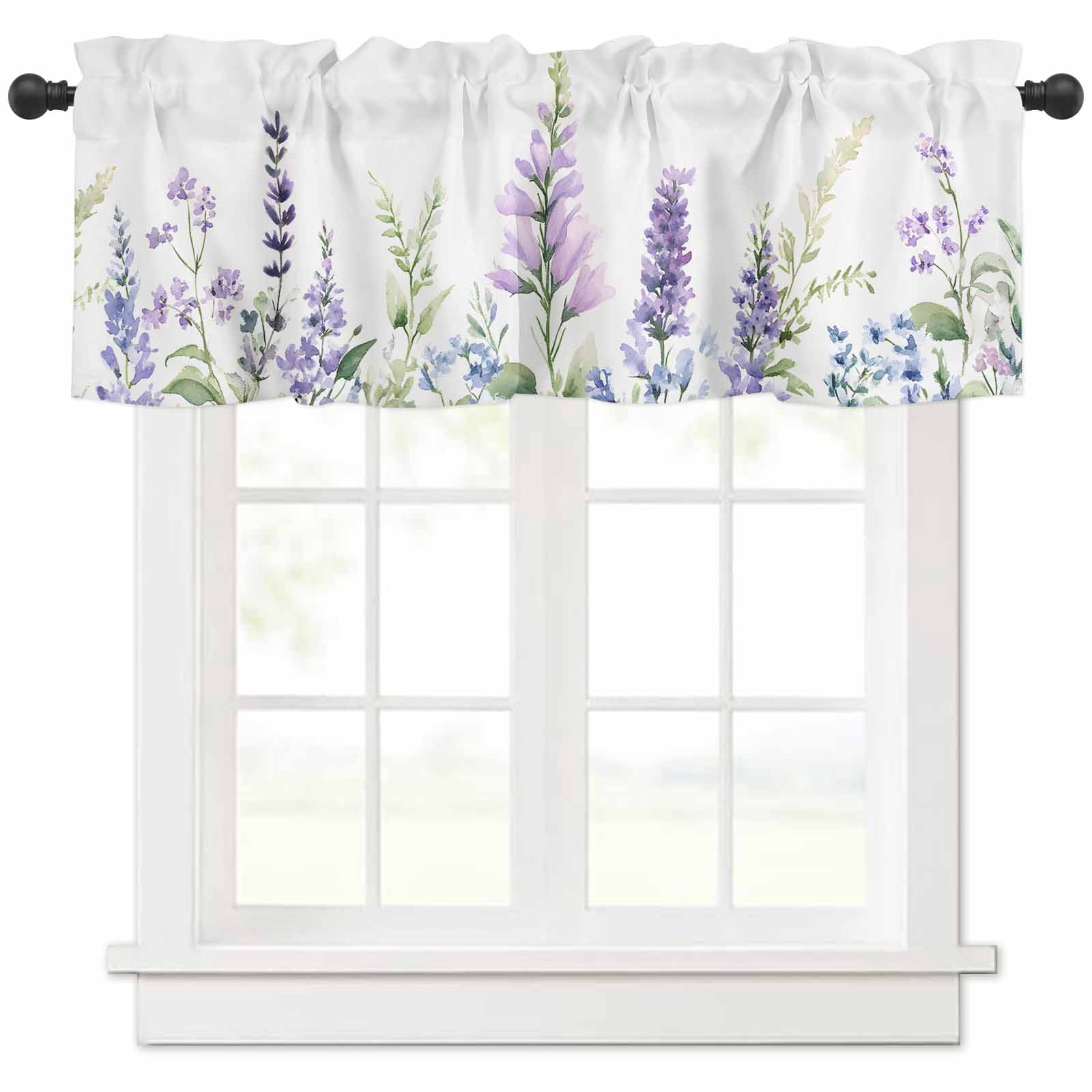 Lavender Leaf Valances for Windows Farmhouse Kitchen Curtains Valances ...