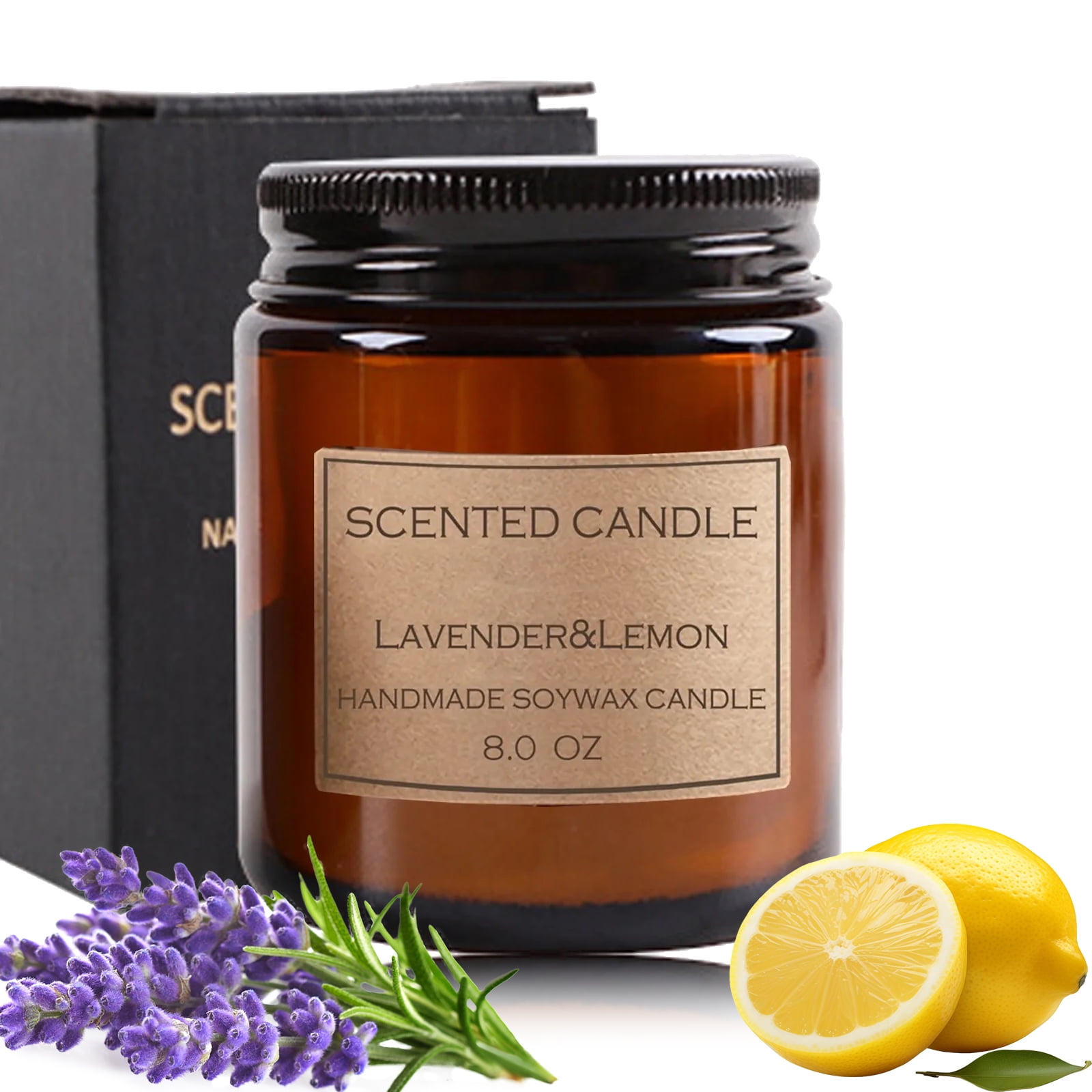 Angivlga Lavender Lemon Candle, Soy Wax Aromatherapy, 50-Hour Burn ...