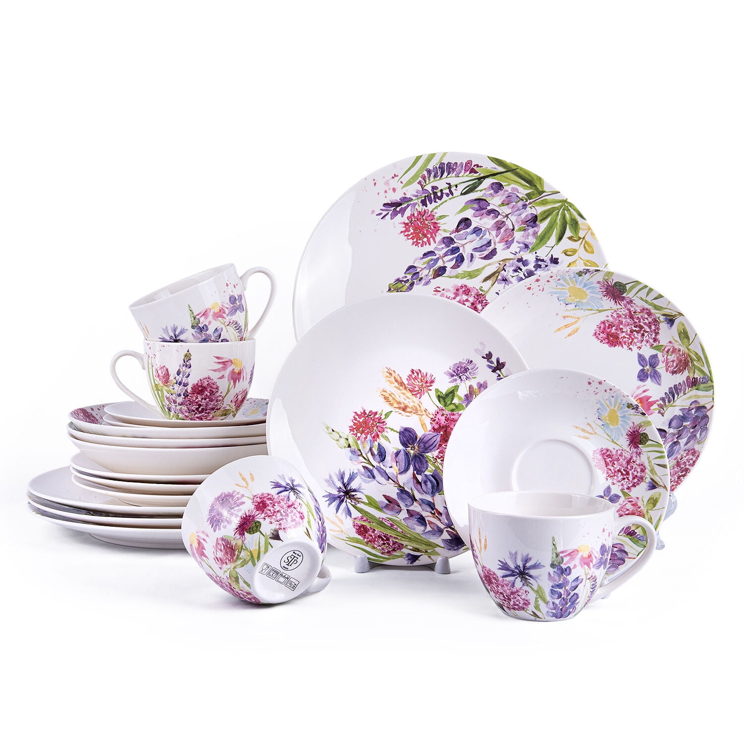 Lavender Meadow Bone China Dinnerware Set of 20 for 4 Persons – Elegant ...