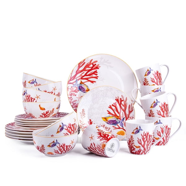 Lavender Meadow Bone China Dinnerware Set of 24 for 6 Persons – Elegant ...