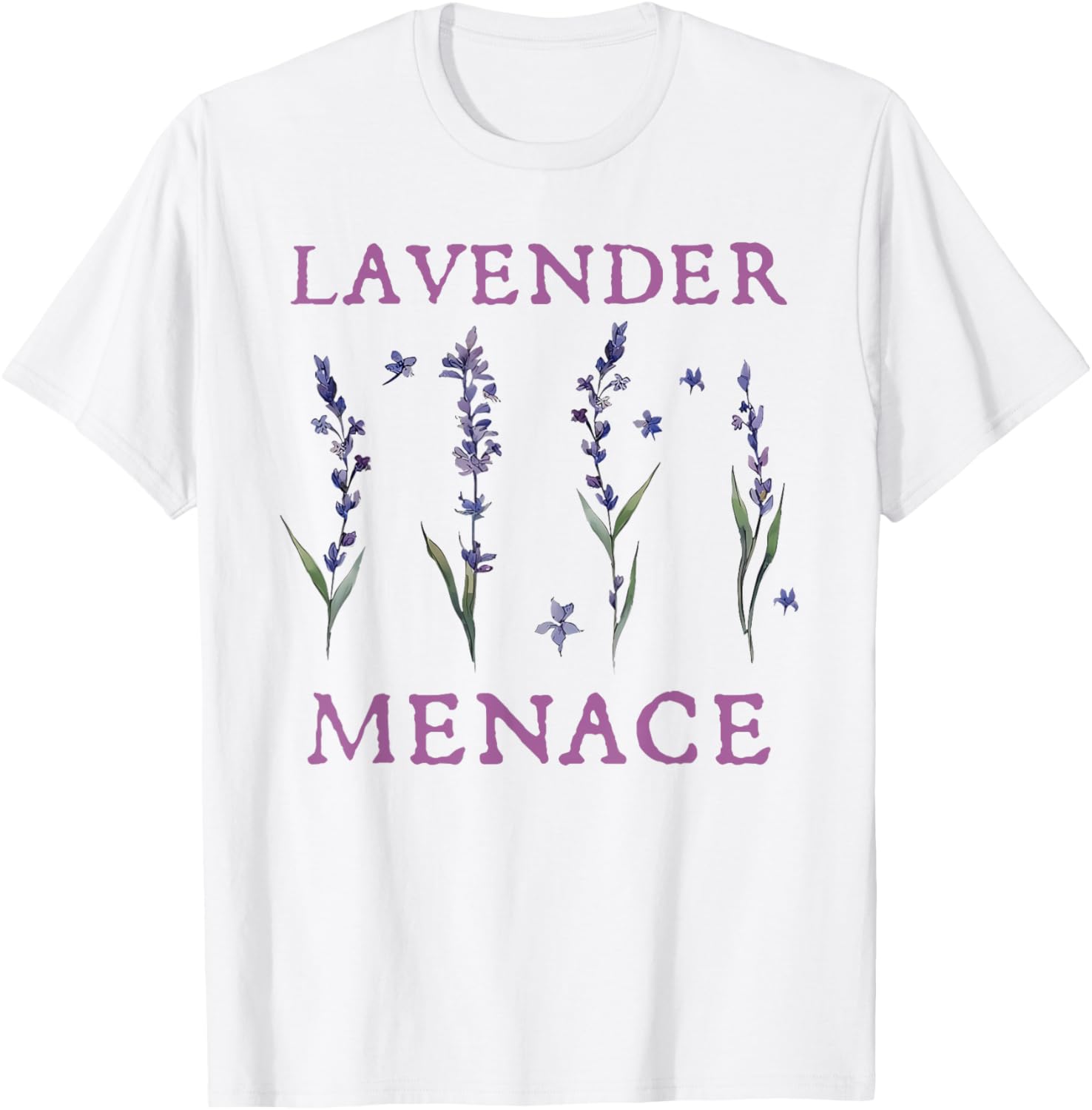 Lavender Menace Design T-Shirt men and women can wear, black, white ...