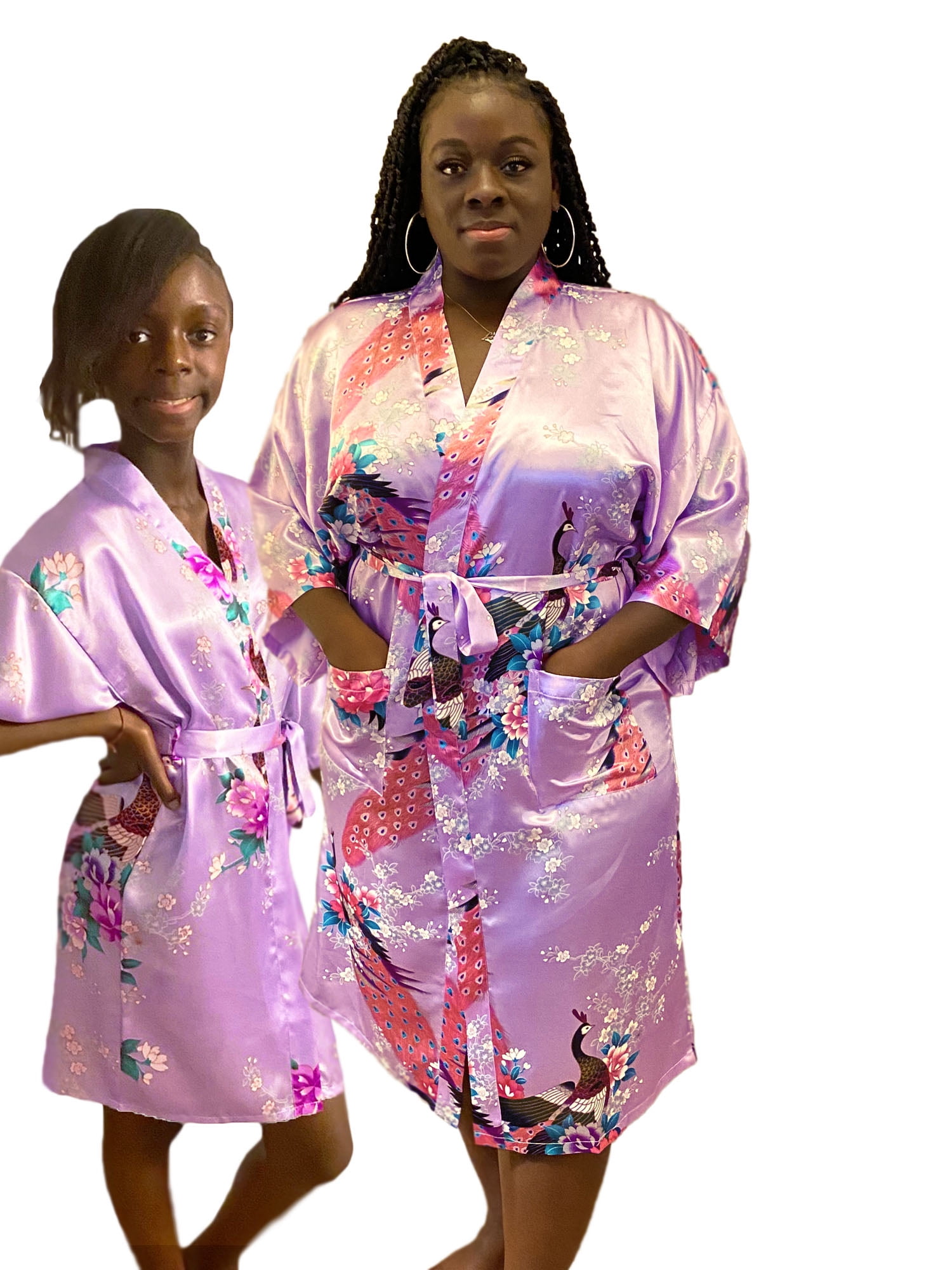 Lavender Mommy and Me Robes, Floral, Satin Feel - Walmart.com