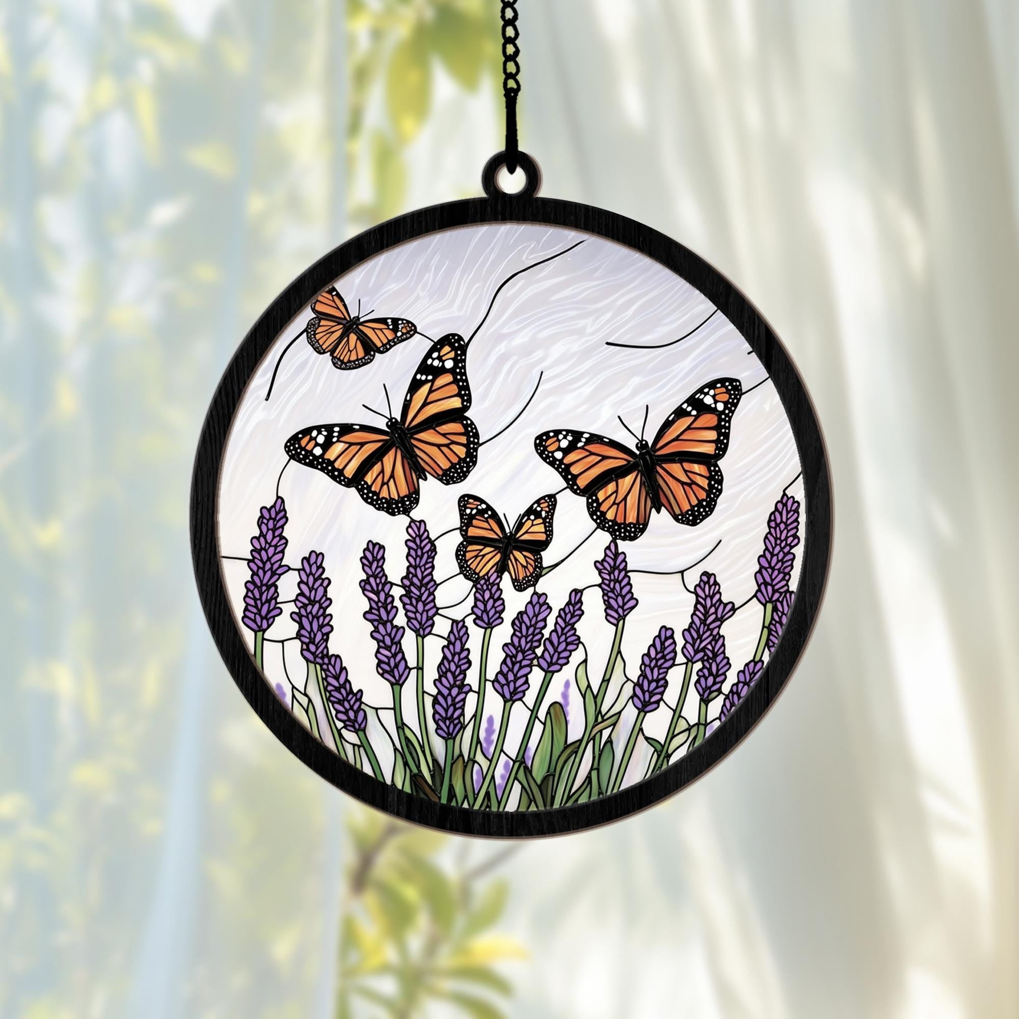Lavender Monarch Butterfly Acrylic Suncatcher, Butterfly Window Hanging ...