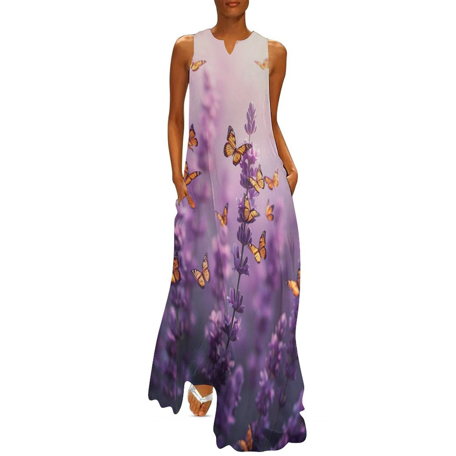 Lavender , Multiple Small Butterflies Colorful (23) Ress Women Elegant ...