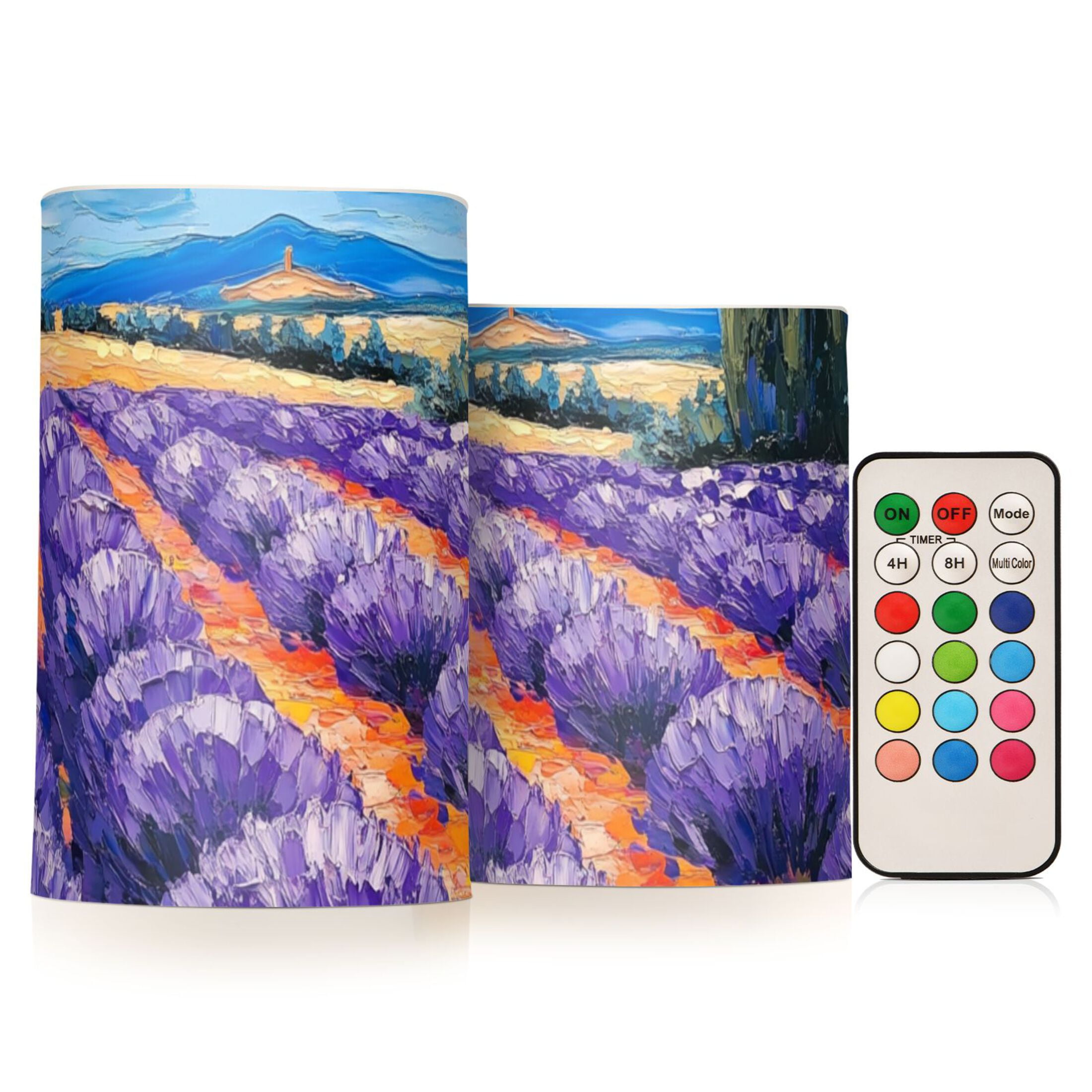 Lavender Oil Painting Flickering Flameless Candles Battery Operated ...