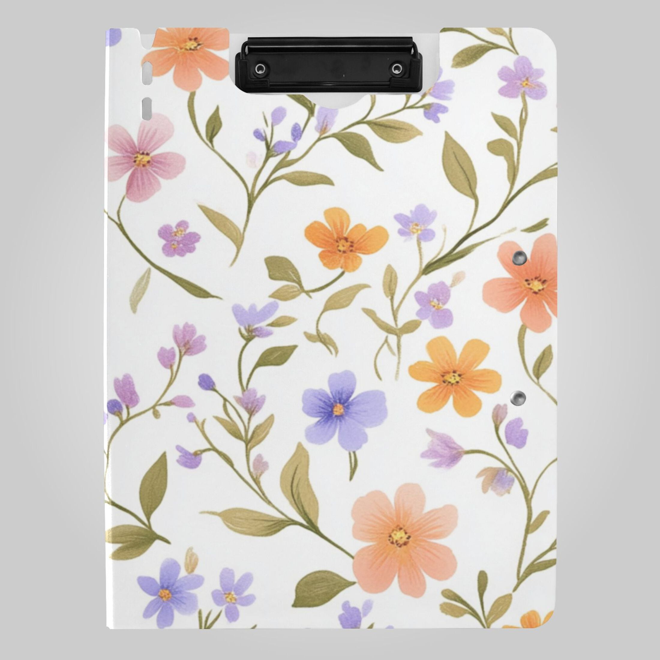 Lavender Orange Tiny Flowers Leaves Foldable Binder Folder Clipboard ...