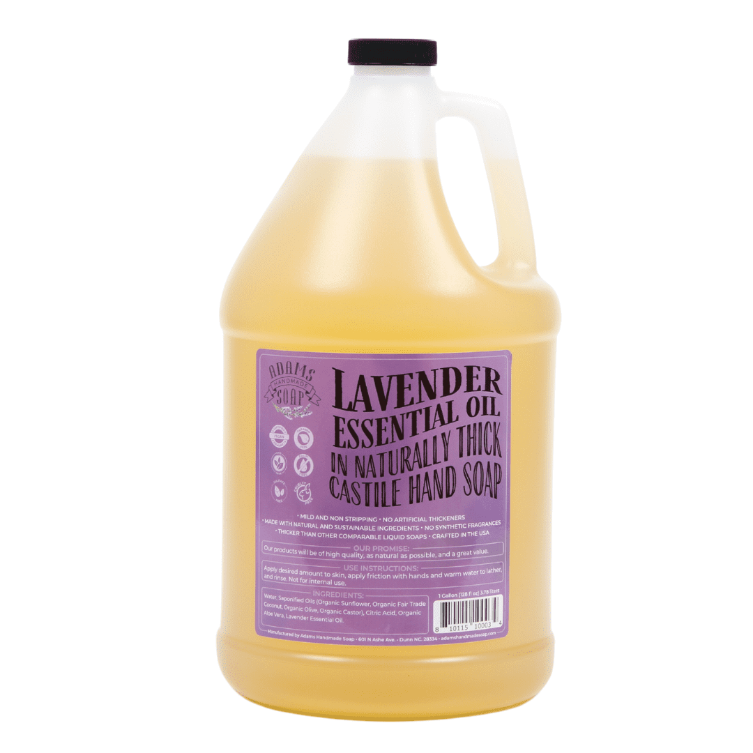 Lavender Organic Liquid Castile Hand Soap, 1 Gallon Refill by Adams Handmade Soap, Unscented ...