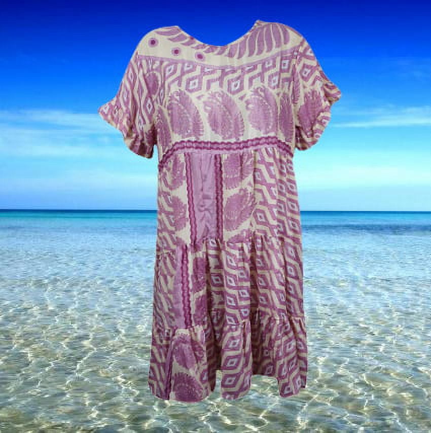 Lavender Paisley Short Dress, Recycle Silk, Beach, Summer Short Dresses ...
