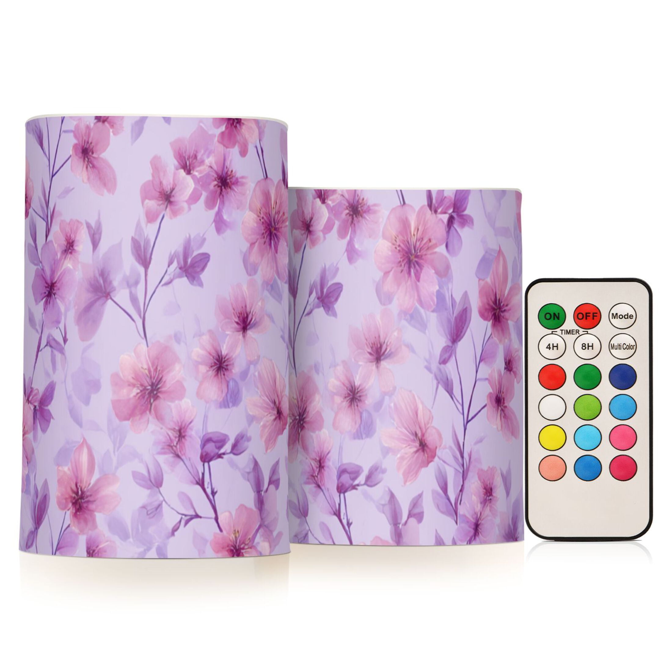 Lavender Pink Flowers Leaves Flickering Flameless Candles LED Tealight ...