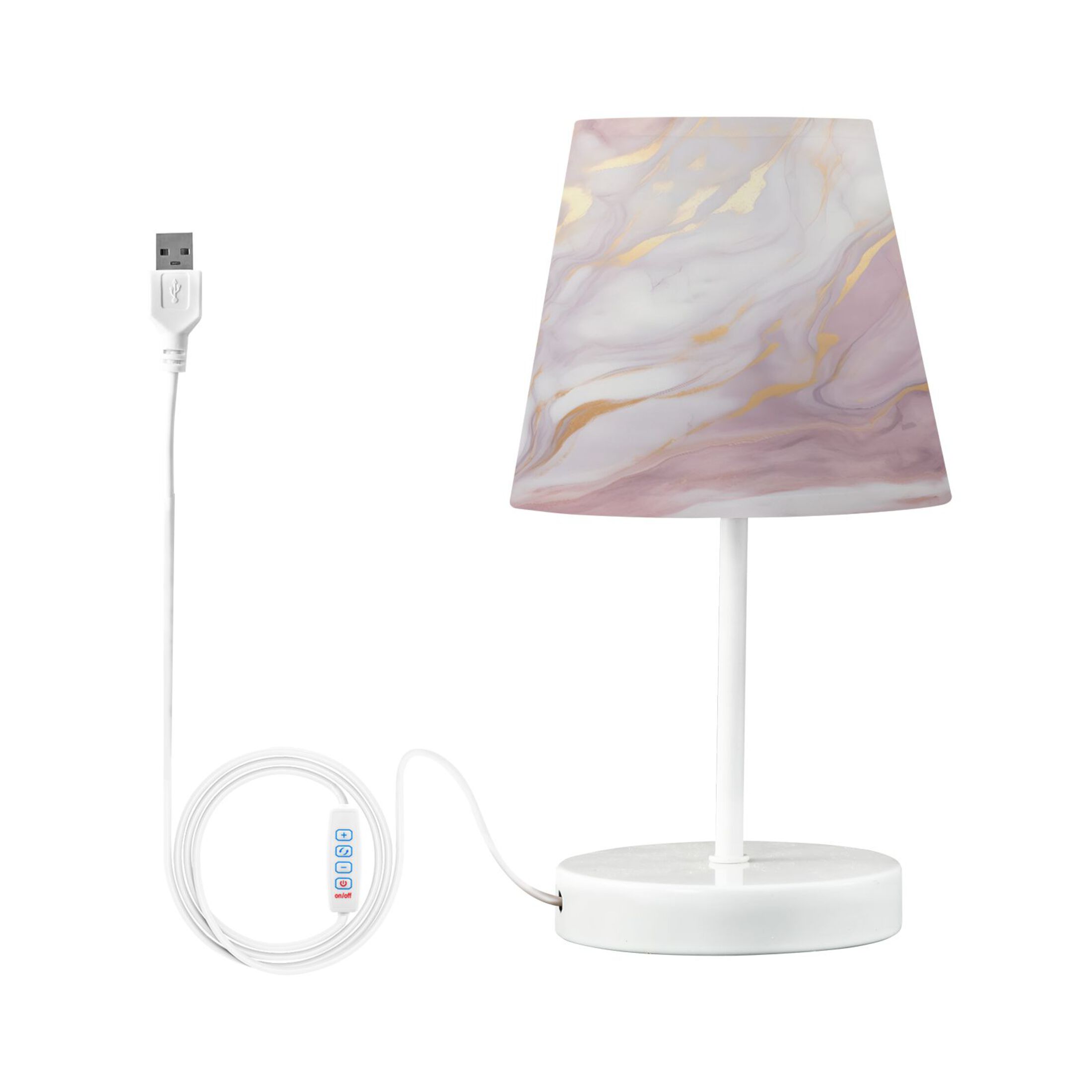 Lavender Pink Marble Desk Lamp LED Table Nightstand Lamps with 3 Color ...