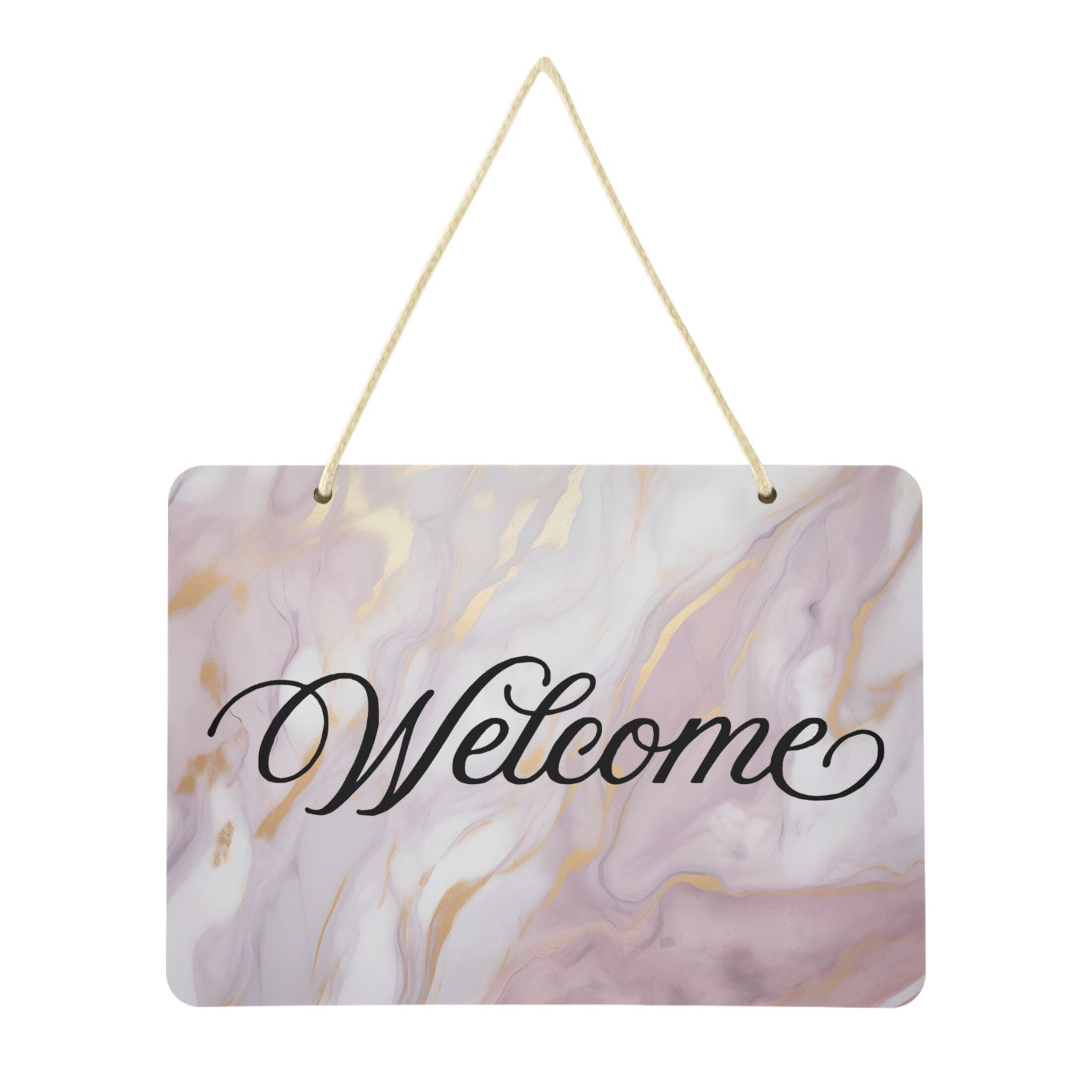 Lavender Pink Marble Welcome Sign Front Door PVC 14x10 inch Hanger ...