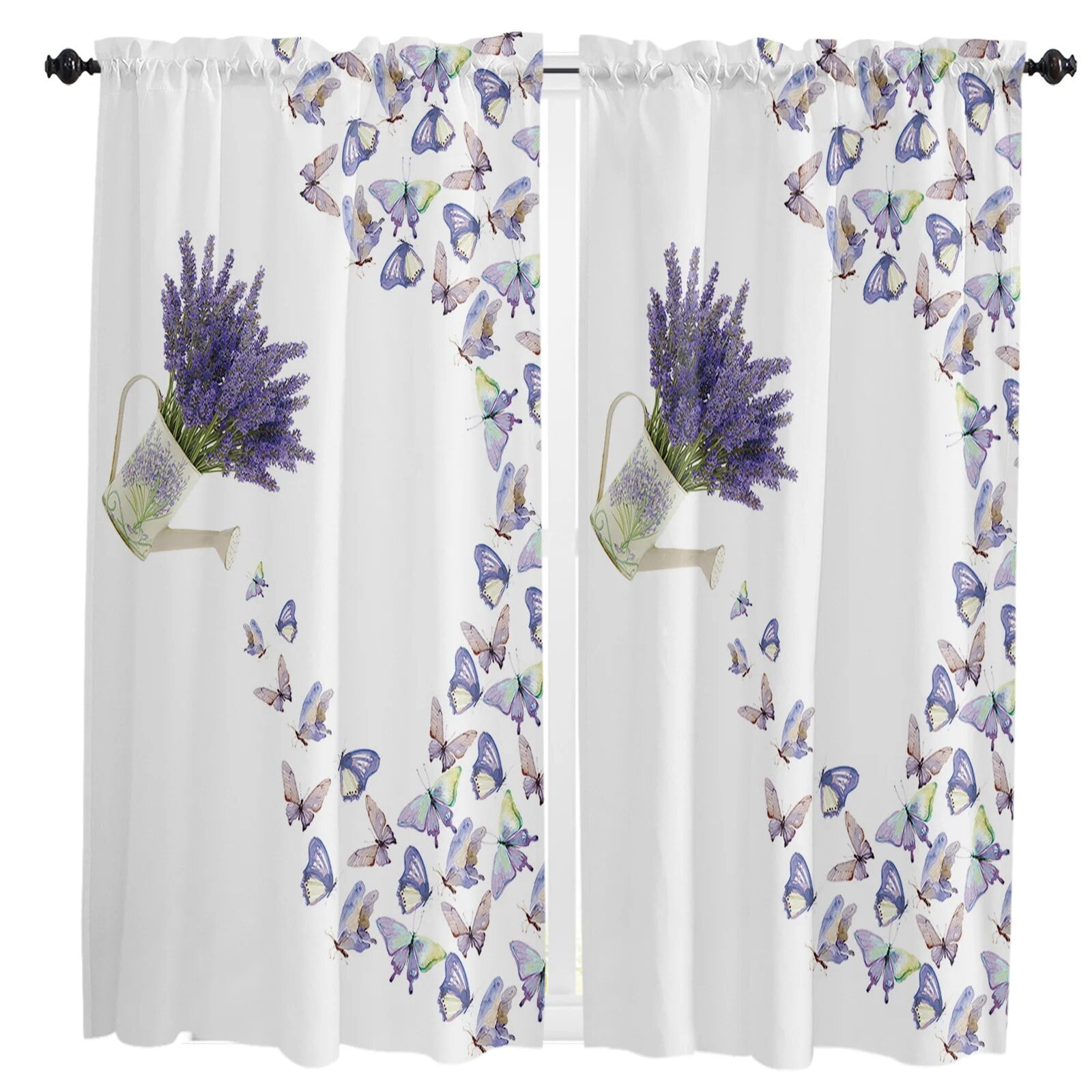 Lavender Plant Flowers Curtains For Living Room Bedroom Window ...