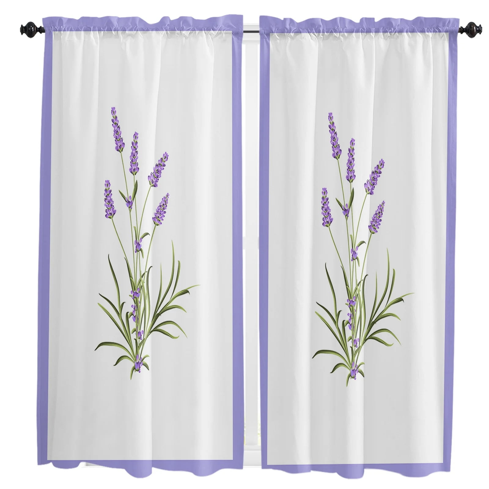 Lavender Plant Flowers Curtains For Living Room Bedroom Window ...
