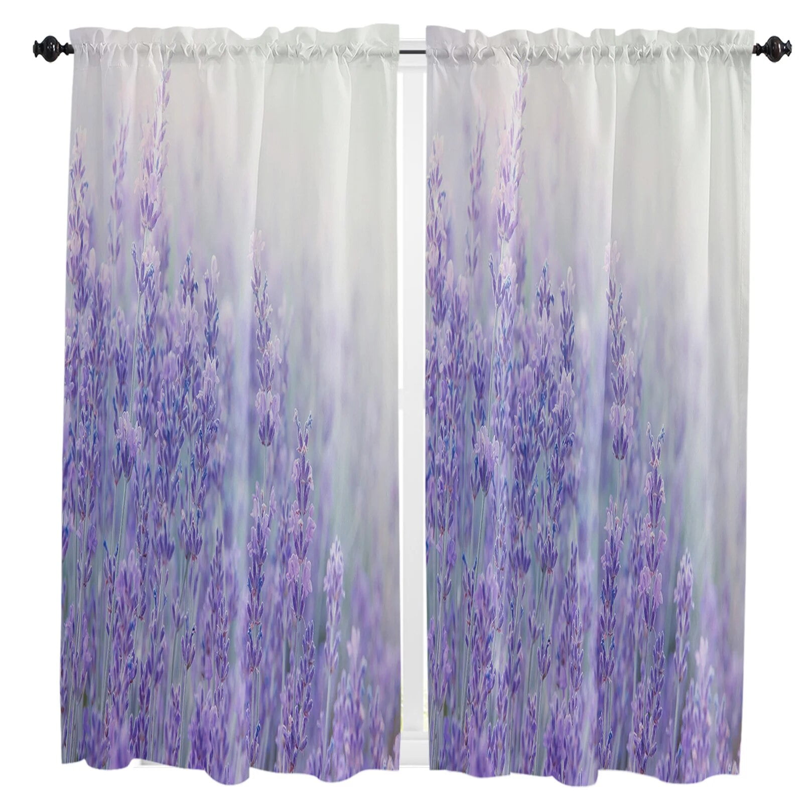 Lavender Plant Flowers Curtains For Living Room Bedroom Window ...