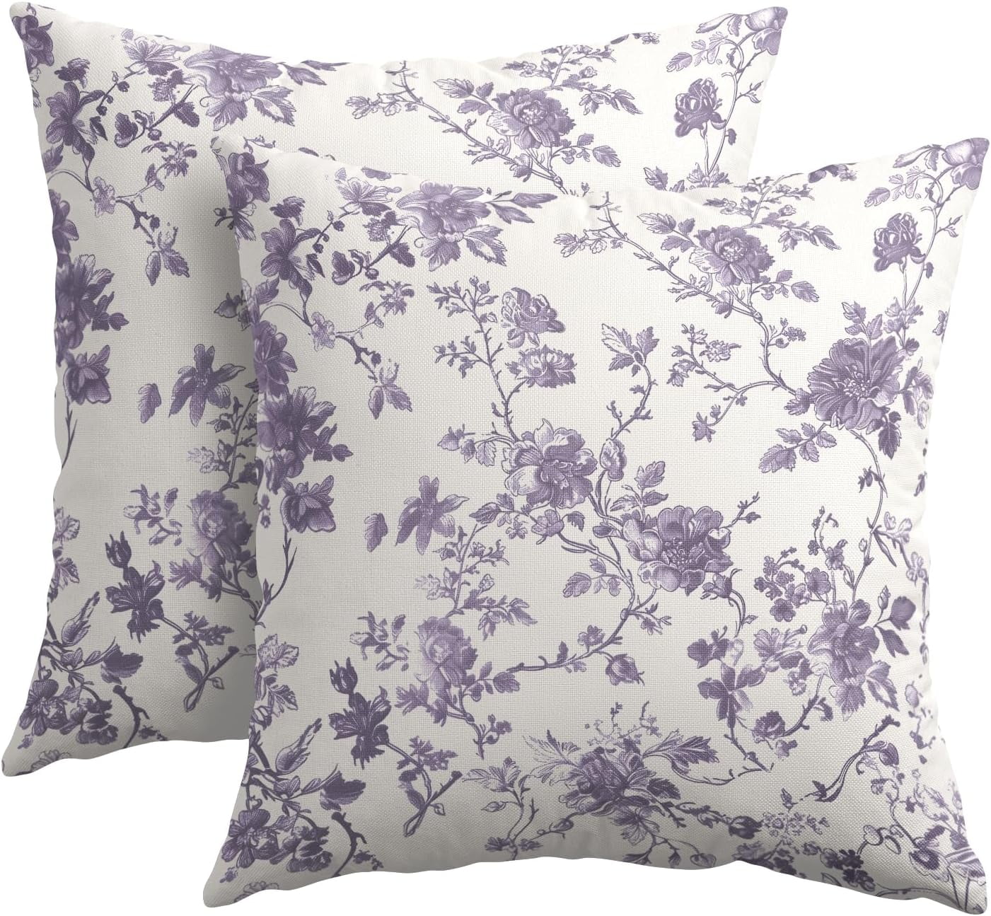 Lavender Purple Floral Pillow Covers 20x20 Inch Set of 2 Purple and ...