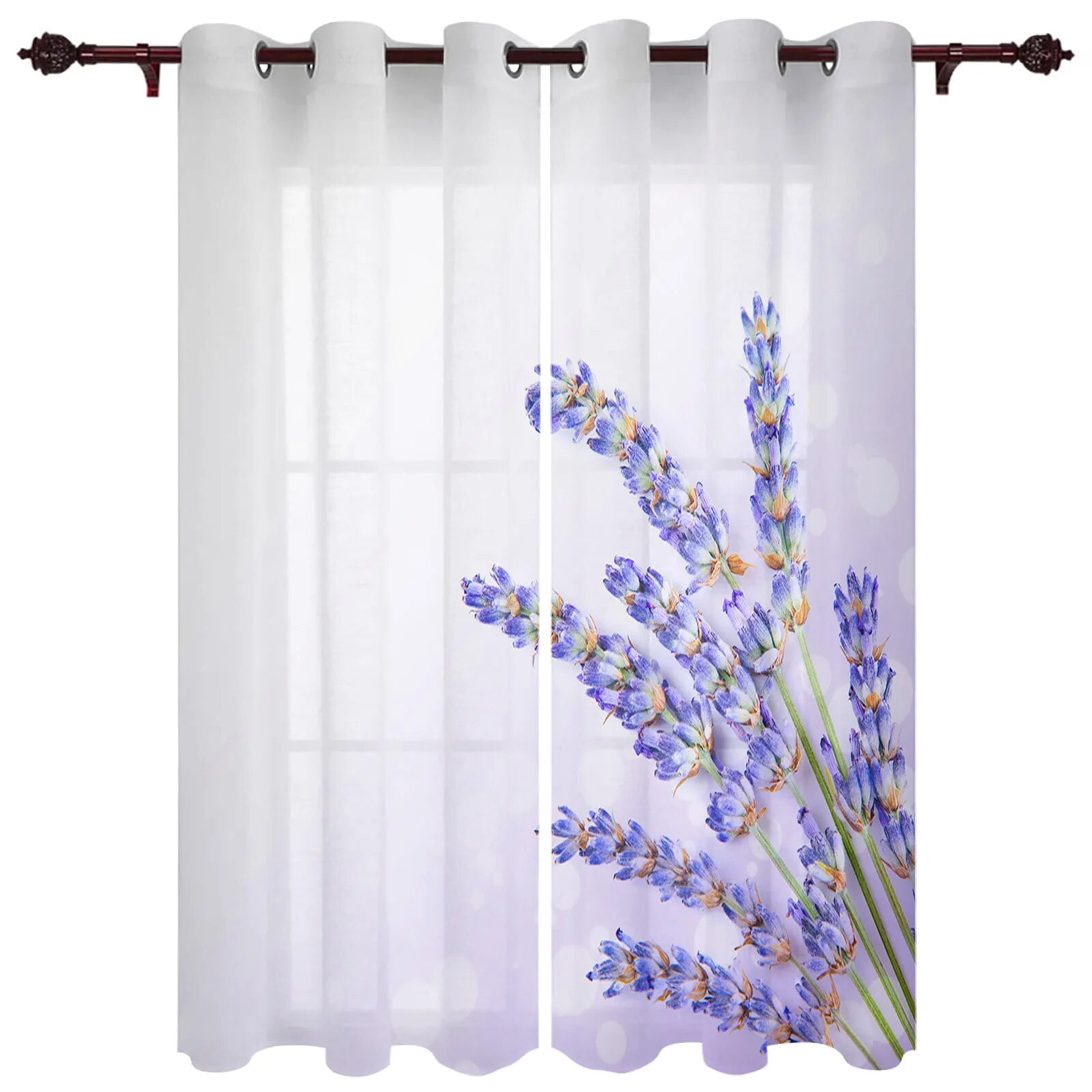 Lavender Purple Flower Bloom Aromatic Curtains for Kid Bedroom Modern ...