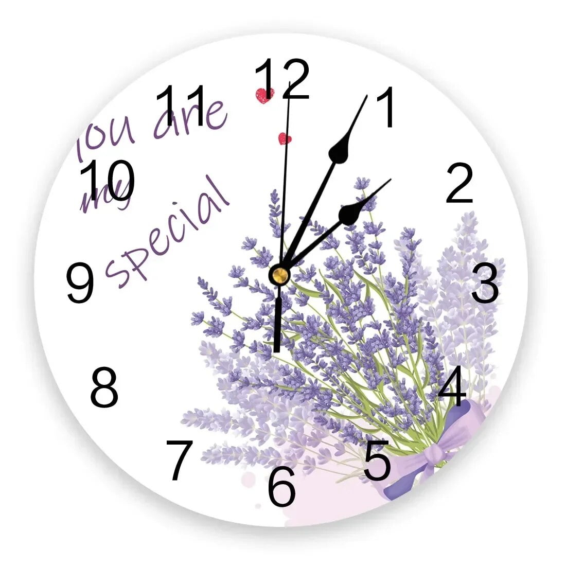 Lavender Purple Flower White Kitchen Round Wall Clocks Desktop Digital ...