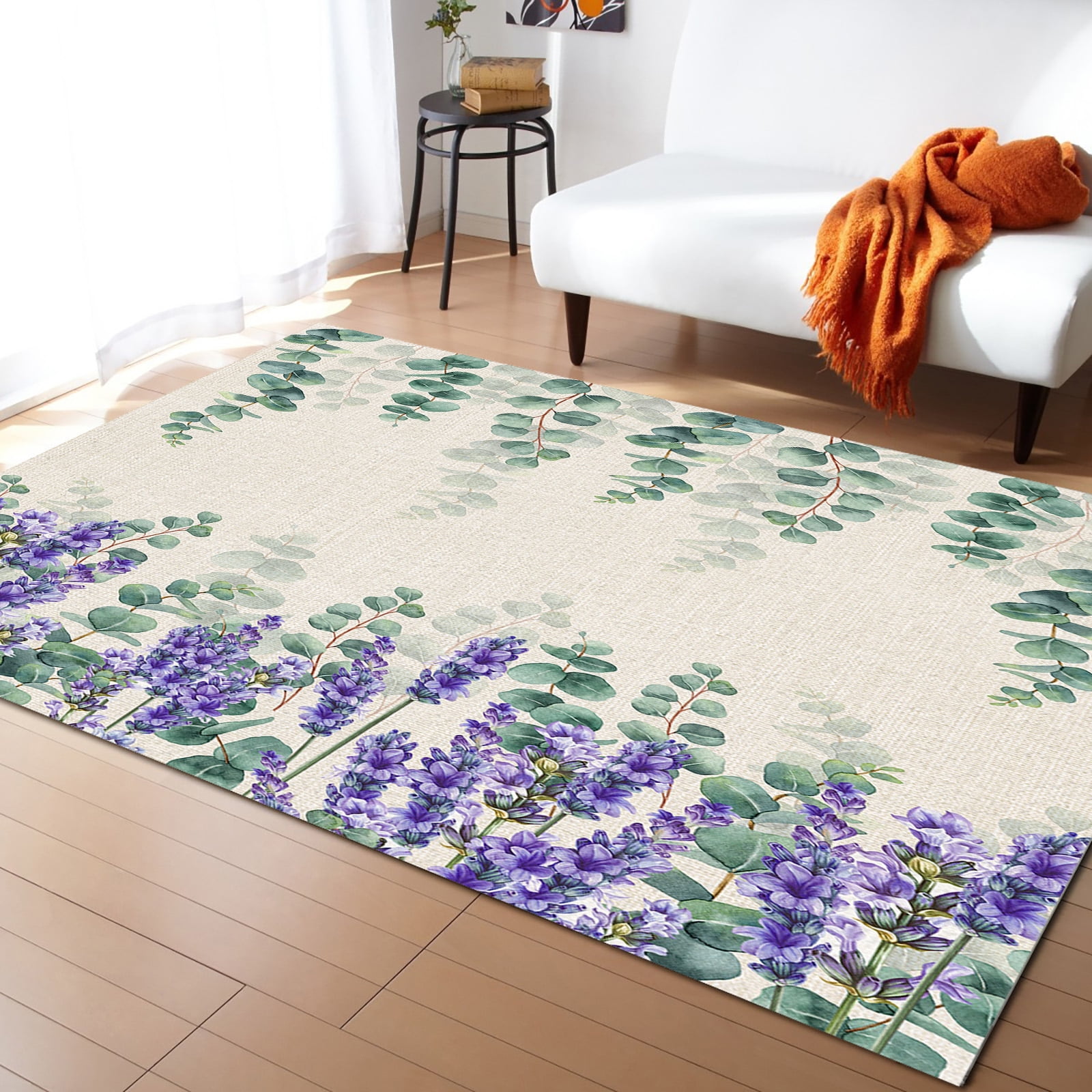 Lavender Purple Retro Living Room Carpet Coffee Table Floor Mat Study ...