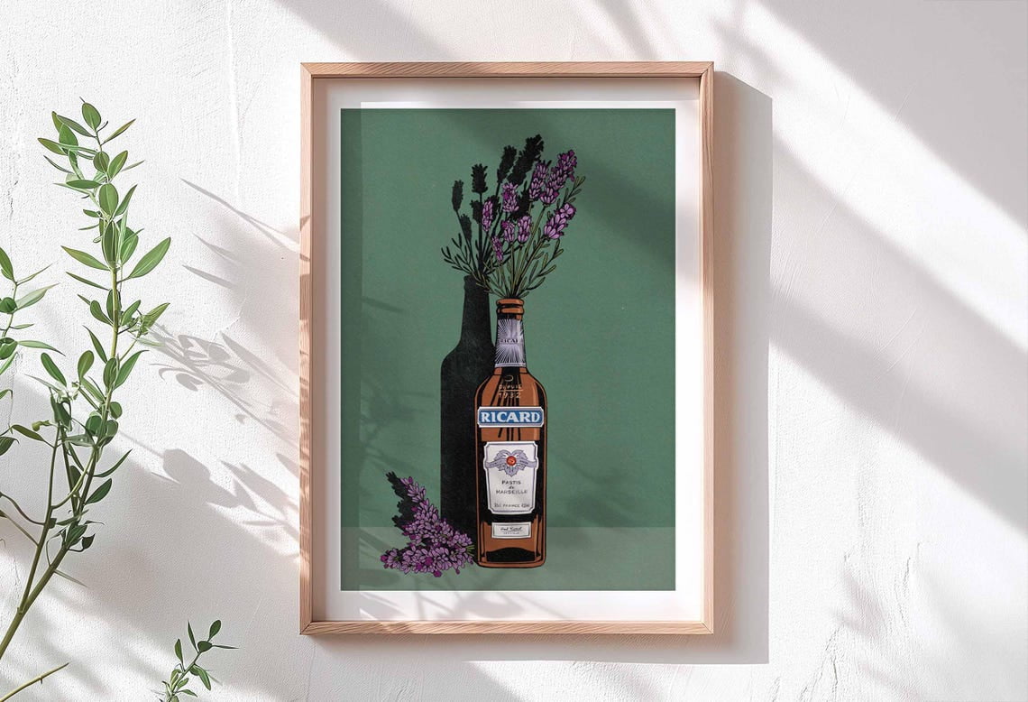 Lavender & Ricard Pastis Wall Art Illustration Illustrated Print A3 A4 ...