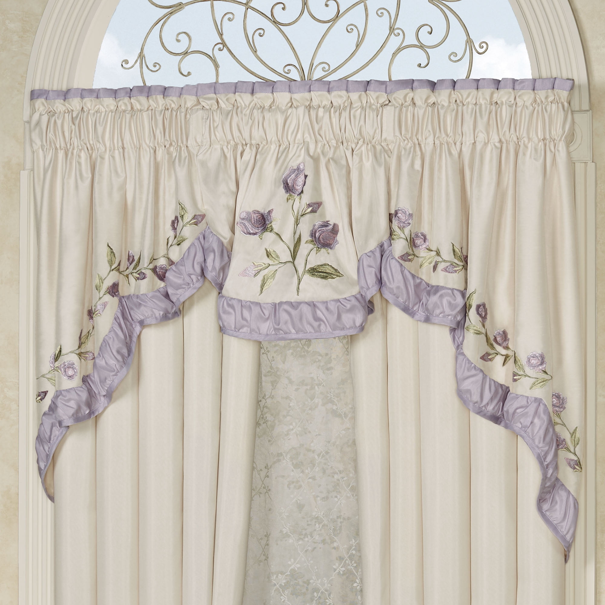 Lavender Rose 3 Piece Swag Valance Set 116 x 36 Swag Valance Set 116 x ...