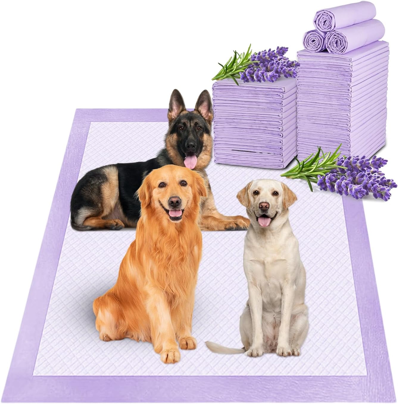 Lavender Scented Super Absorbent & Leak-Proof Puppy Pads, 36"x36" Odor ...