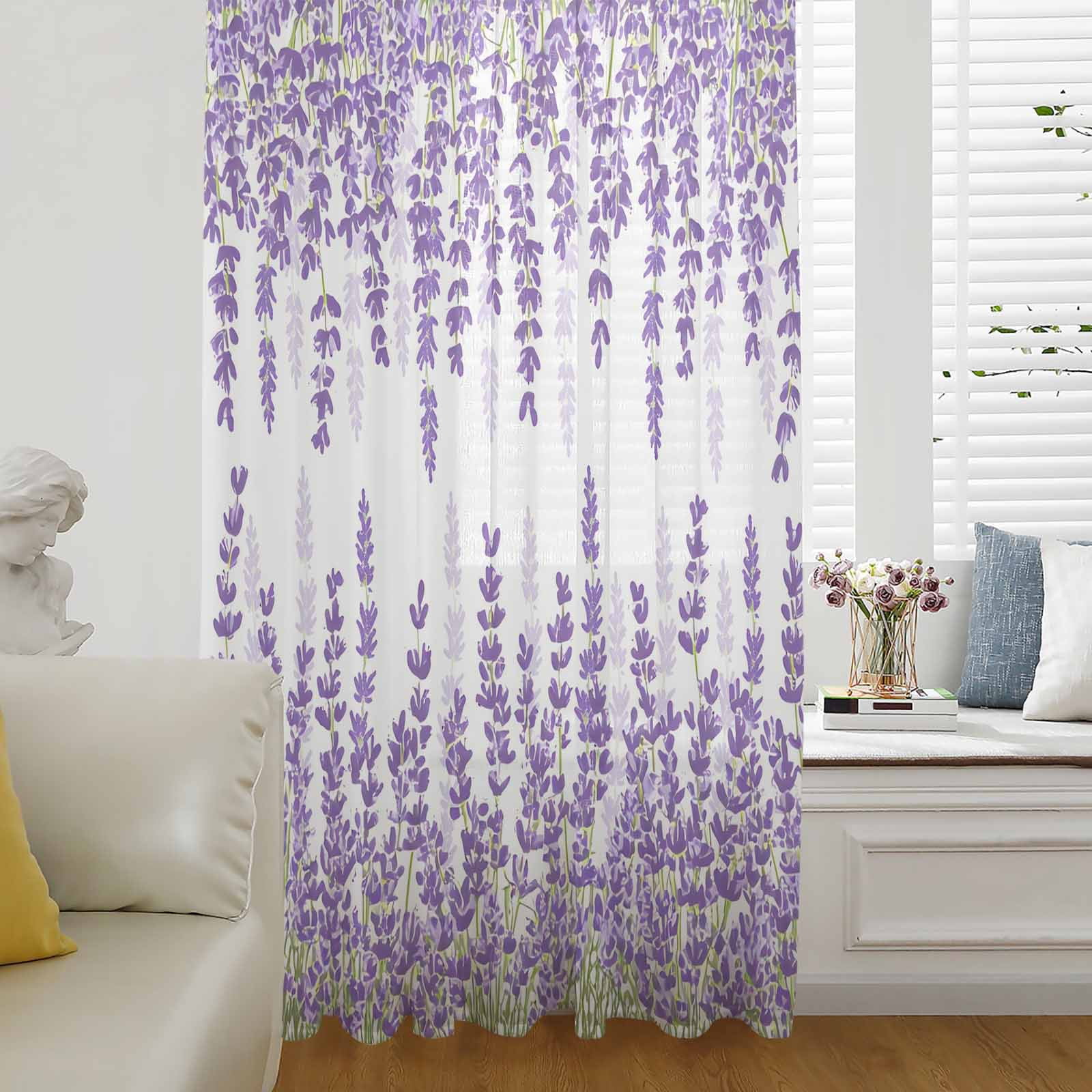 Lavender Semi Sheer Curtains Drapes for Living Room,Bedroom,French ...
