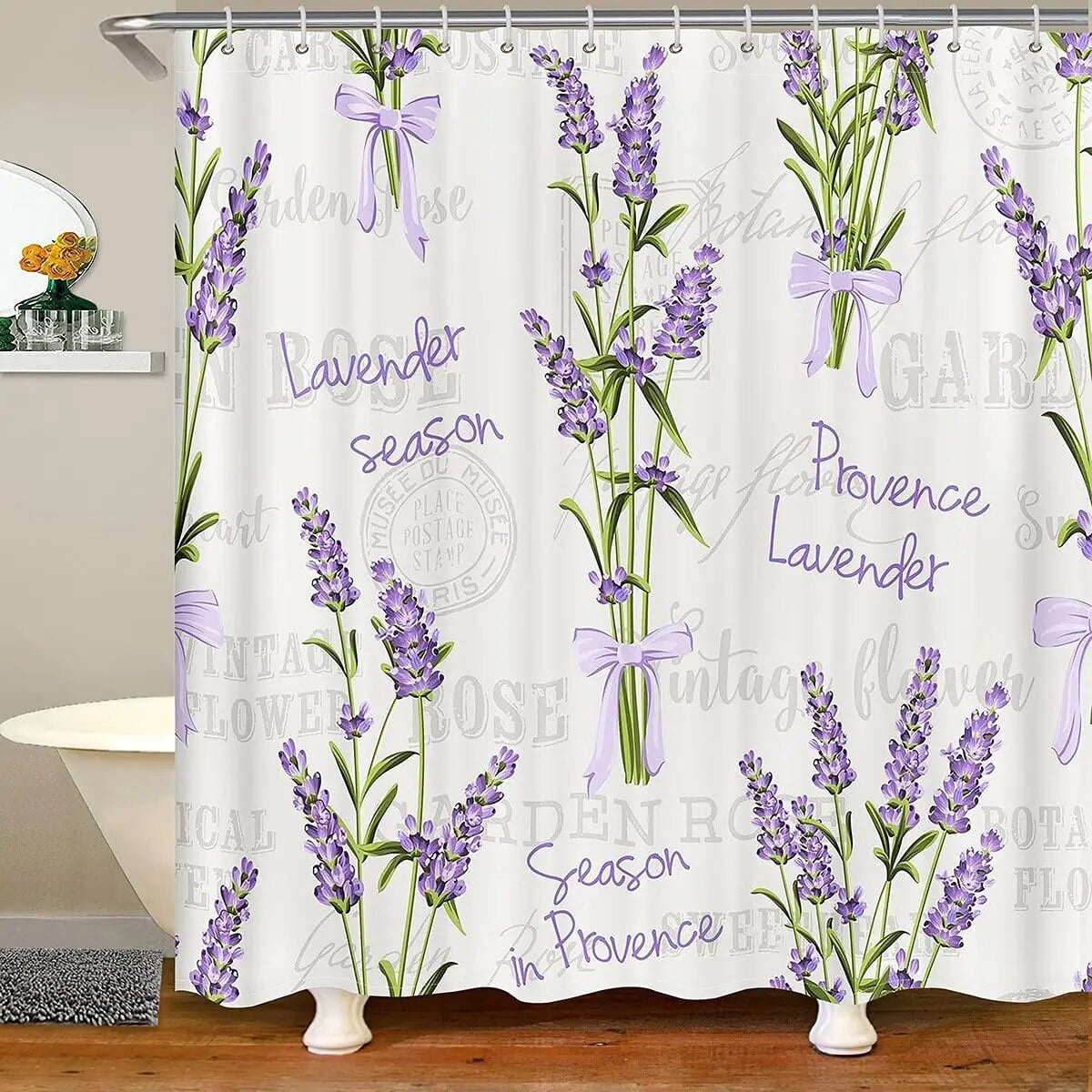 Lavender Shower Curtain Bridal Themed Classic Floral Wedding Design