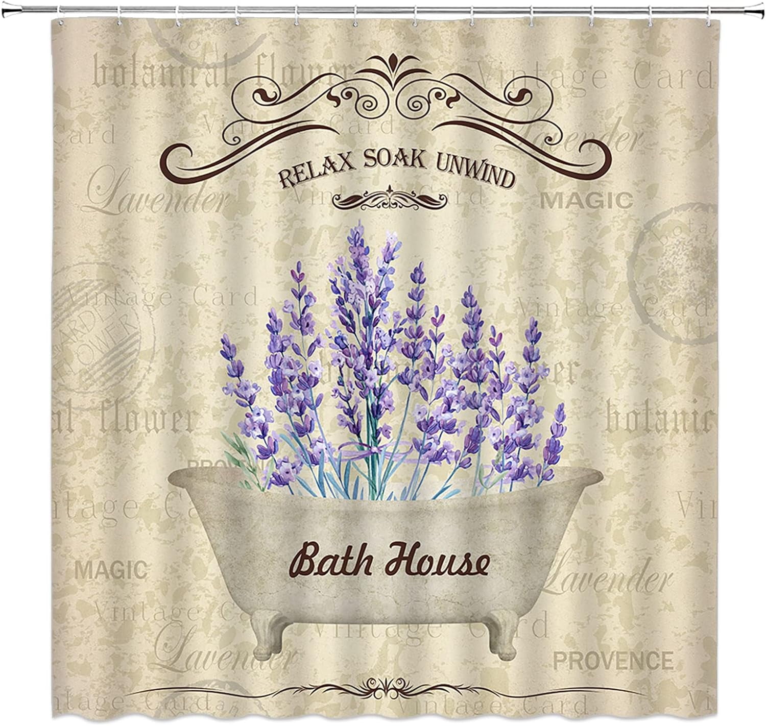 Lavender Shower Curtain Vintage Purple Flowers in Bathtub Floral Rustic ...