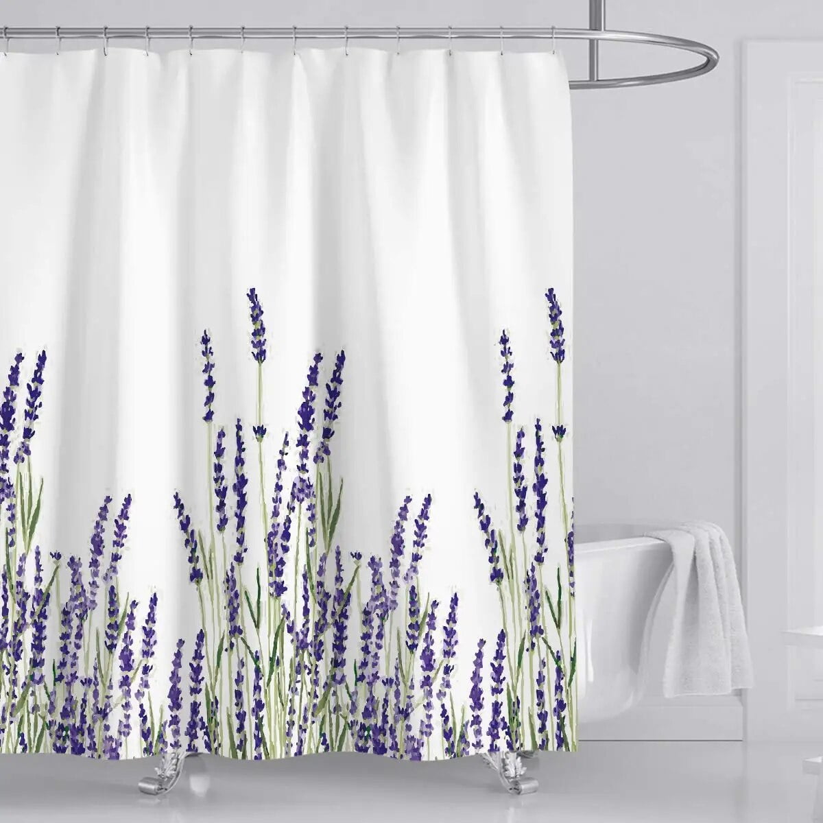 Lavender Shower Curtain with Waterproof Polyester Fabric Purple Floral ...