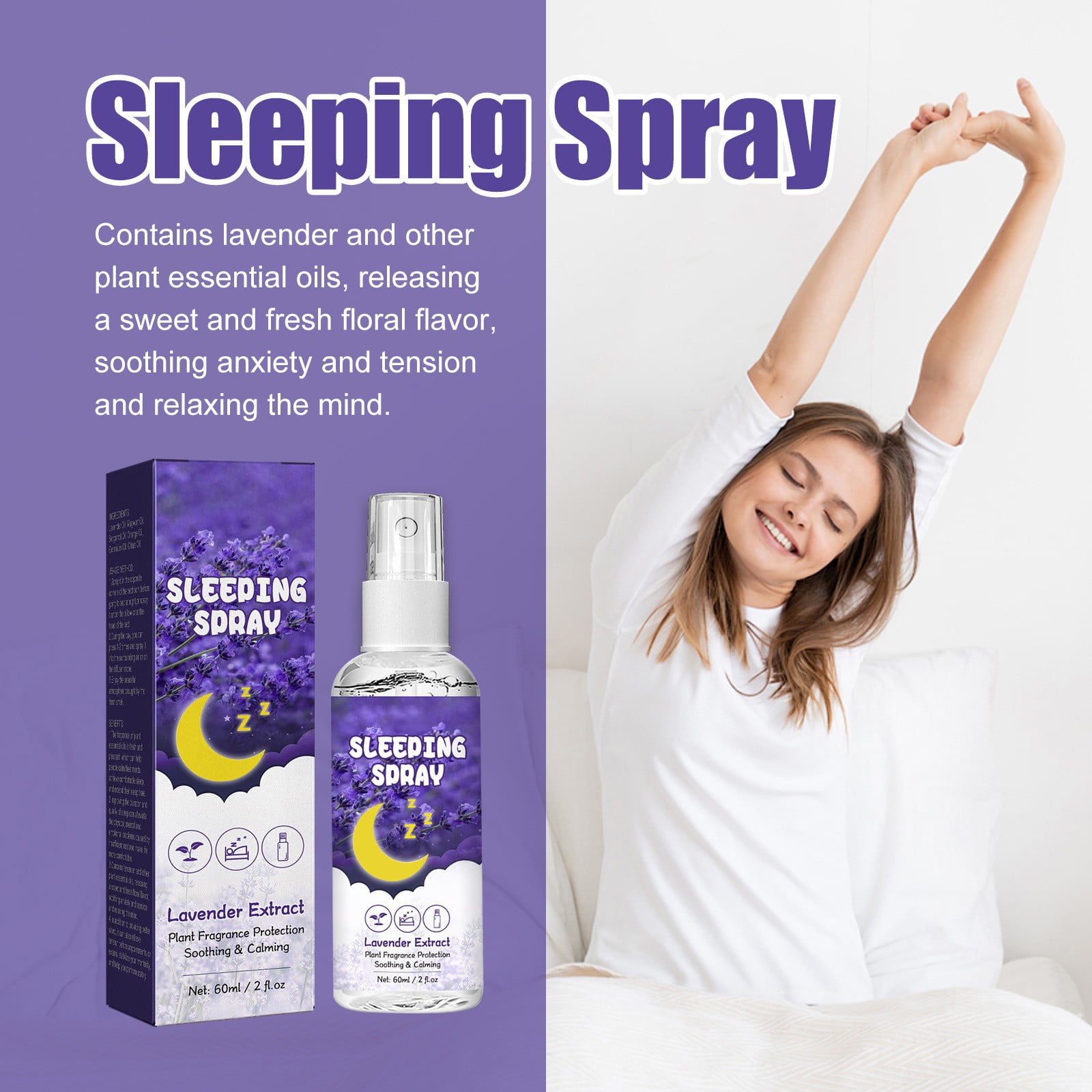 Lavender Sleep Spray Relieves Anxiety, Relax Mind And Body, Help Sleep ...