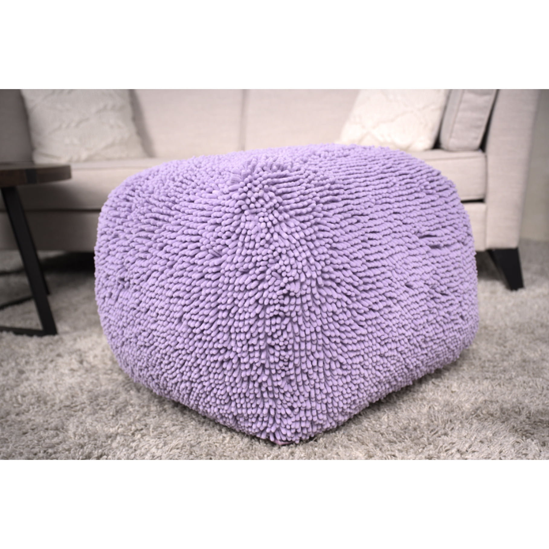 Lavender Spongy Microfiber Square Chair Footrest Pouf - Colorful Fun ...