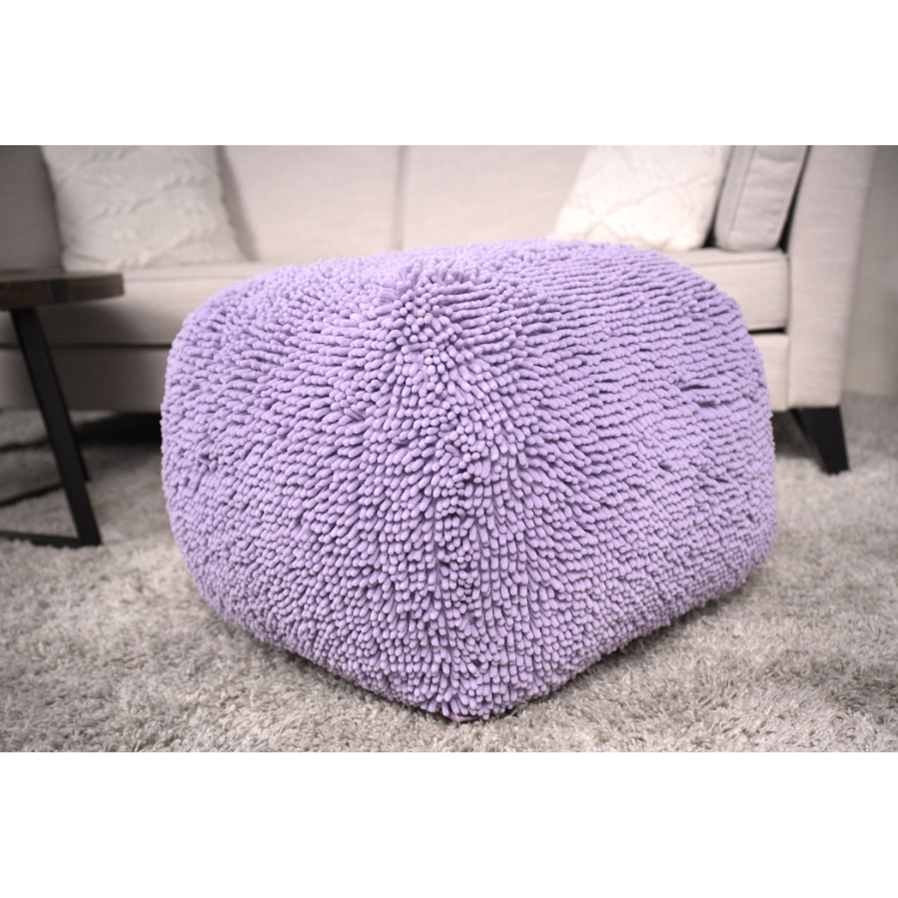 Lavender Spongy Microfiber Square Chair Pouf - Colorful Fun Design ...