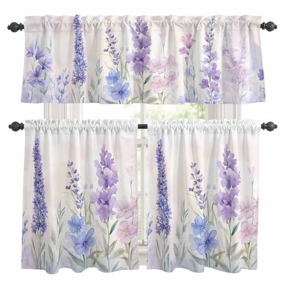 Lavender Spring Kitchen Curtains Sets for Windows 36 Inch Length ...