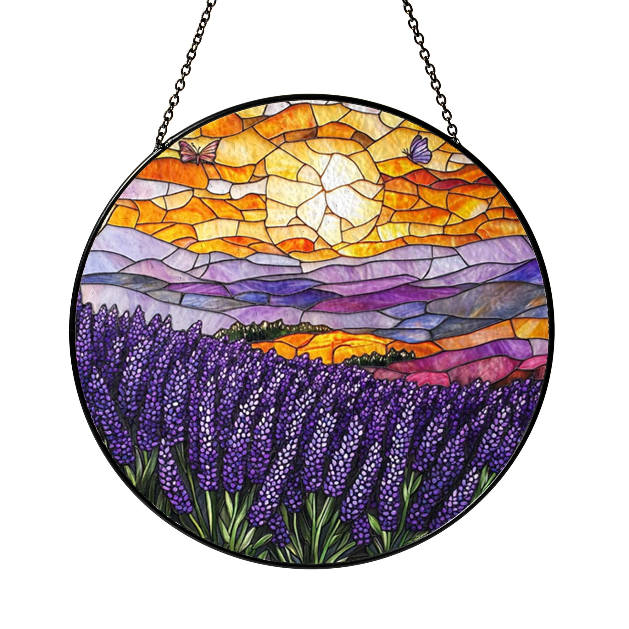 Lavender Sunset Stained Glass Suncatcher – Artistic Nature Window ...