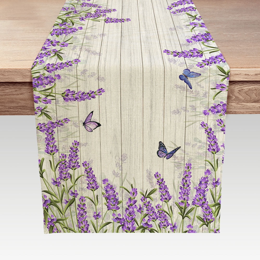 Lavender Table Runner 13X72inch, Spring Summer Purple Lilac Floral ...
