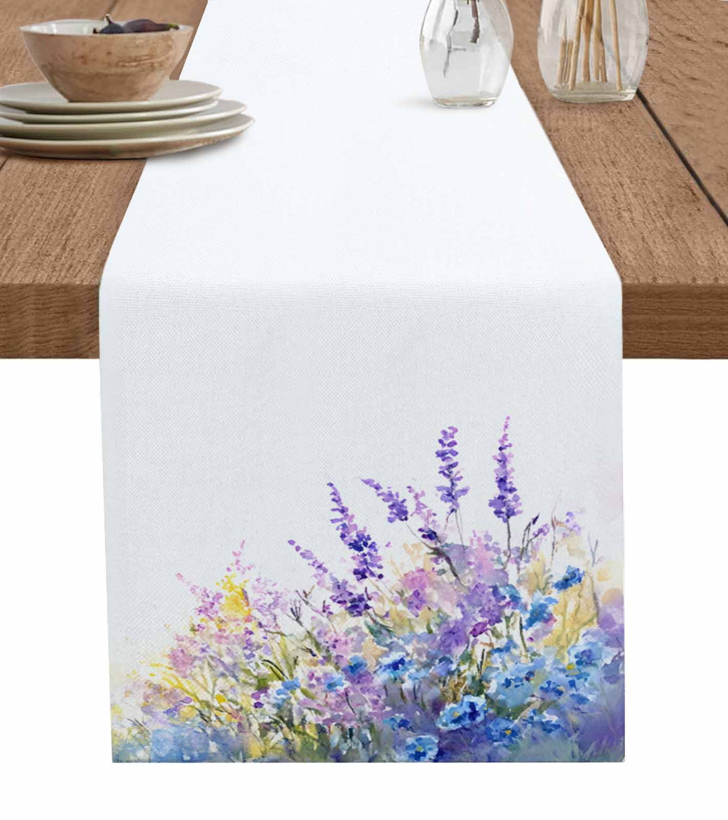 Lavender Table Runner 70 Inches, Purple Blue Flower Floral Country ...
