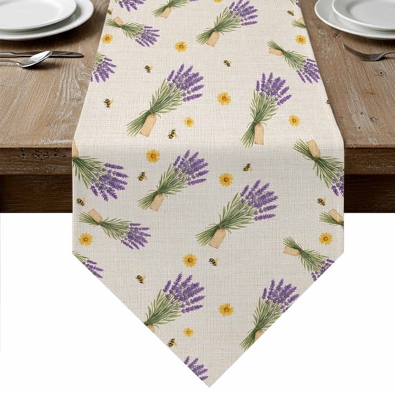 Lavender Table Runner Linen Burlap Table Runner 60 Inches Long Spring ...
