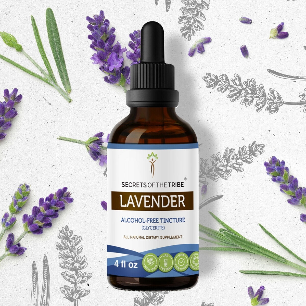 Secrets Of The Tribe Lavender Tincture Dietary Supplement, Natural ...