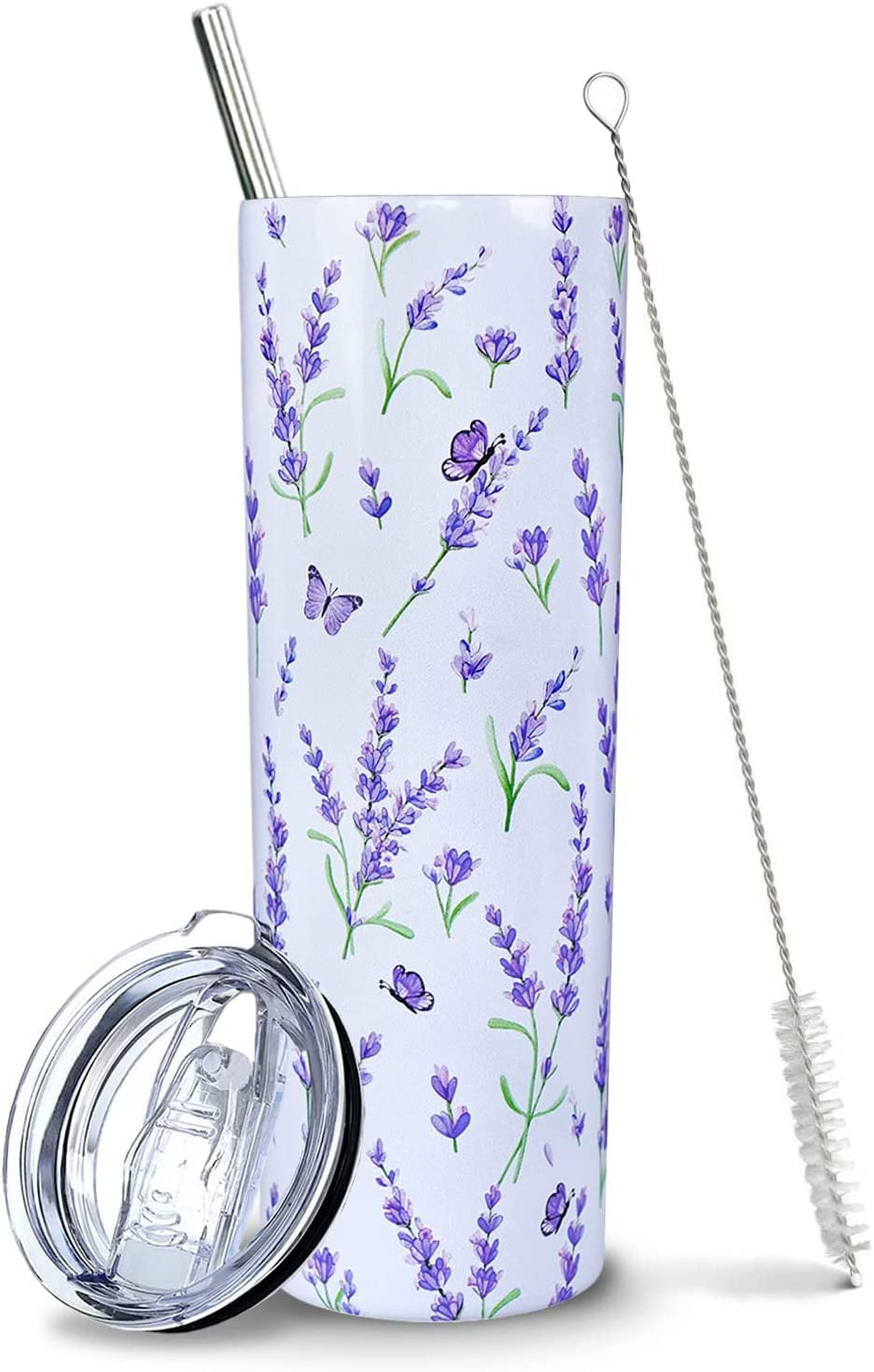 Lavender Tumbler, Purple Floral Tumbler, Lavender Gifts for Women, Cute ...