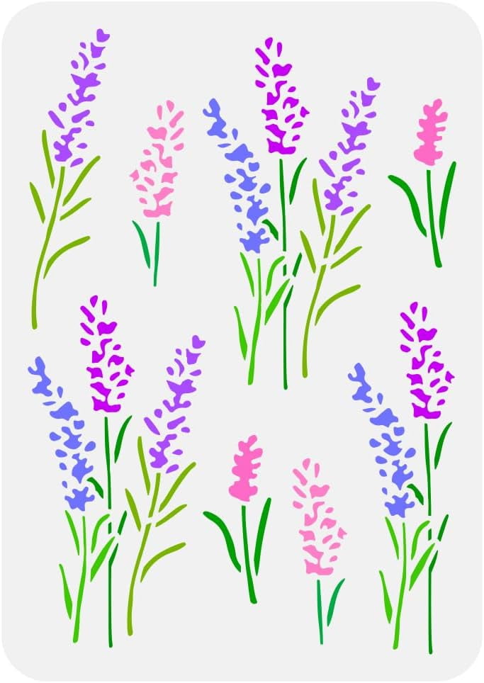 Lavender Wallpaper Stencil for Painting 8.3x11.7inch Hollowed Lavender ...